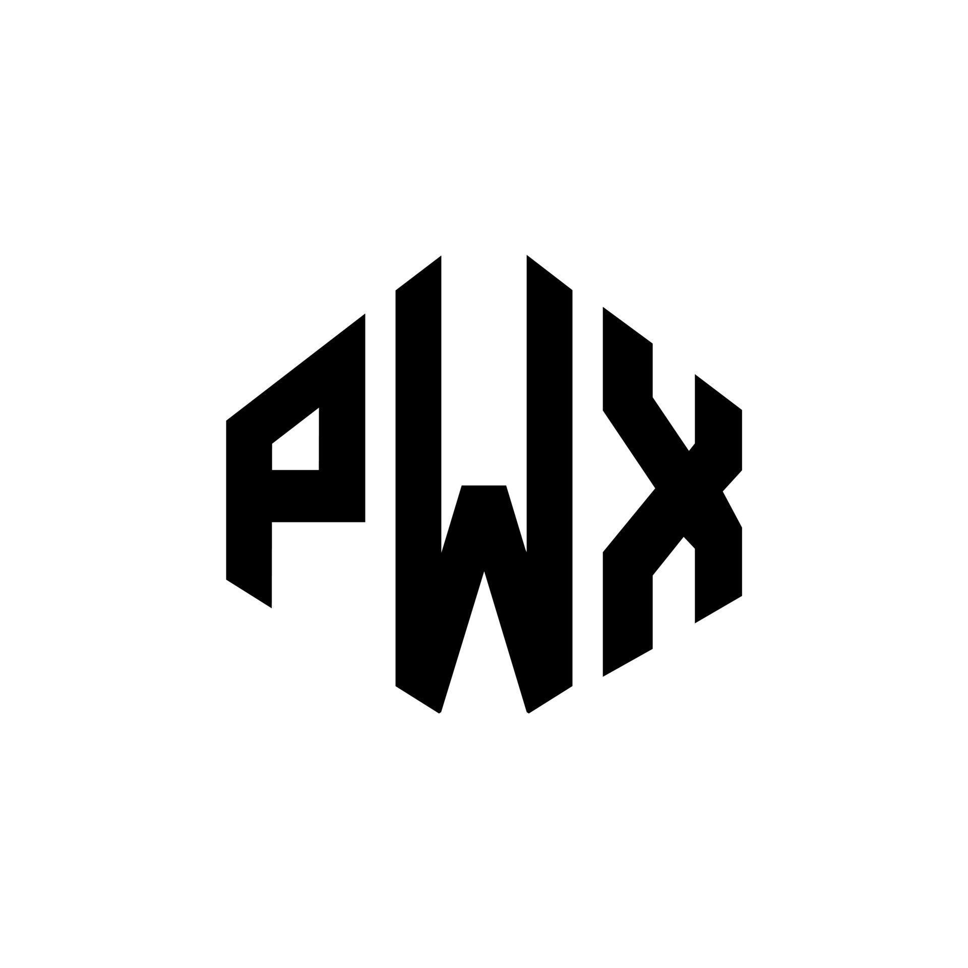 diseño de logotipo de letra pwx con forma de polígono. Diseño de logotipo en forma de cubo y ...