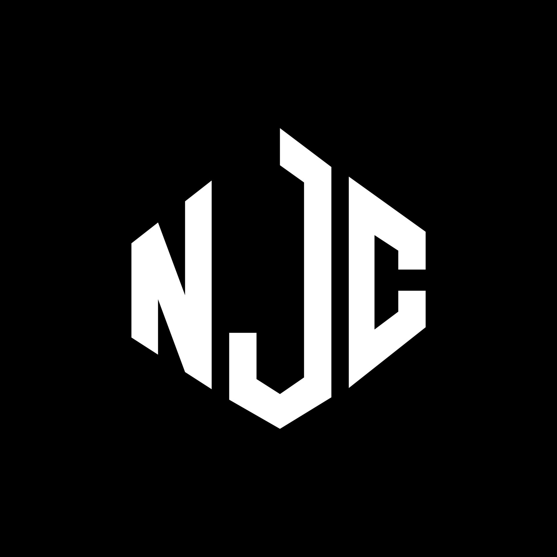diseño de logotipo de letra njc con forma de polígono. diseño de logotipo en forma de cubo y ...