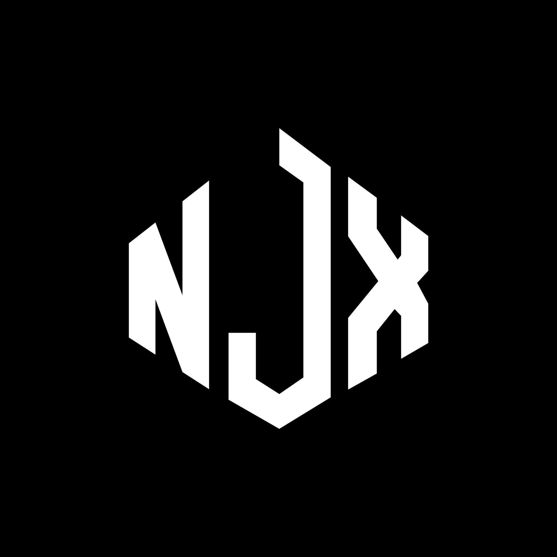 Diseño de logotipo de letra njx con forma de polígono. Diseño de logotipo en forma de cubo y ...