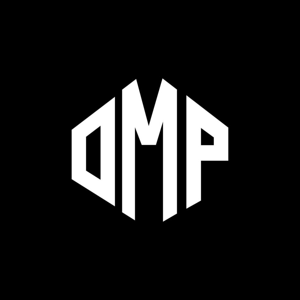 diseño de logotipo de letra omp con forma de polígono. diseño de logotipo en forma de cubo y ...