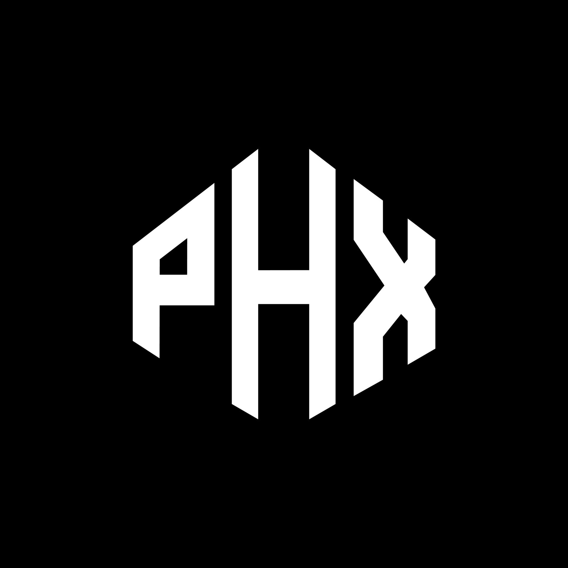 diseño de logotipo de letra phx con forma de polígono. diseño de logotipo en forma de cubo y ...