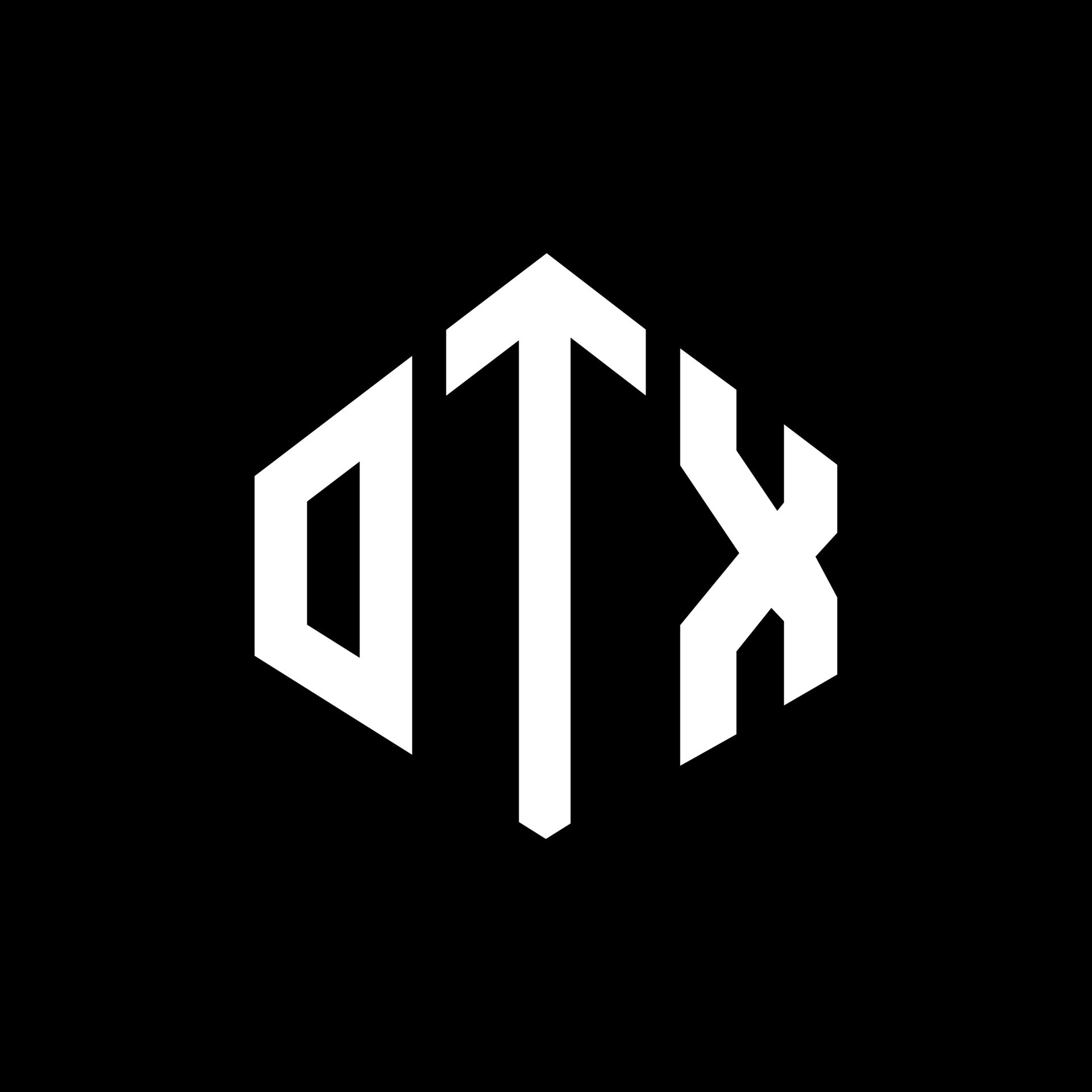 diseño de logotipo de letra otx con forma de polígono. diseño de logotipo en forma de cubo y ...