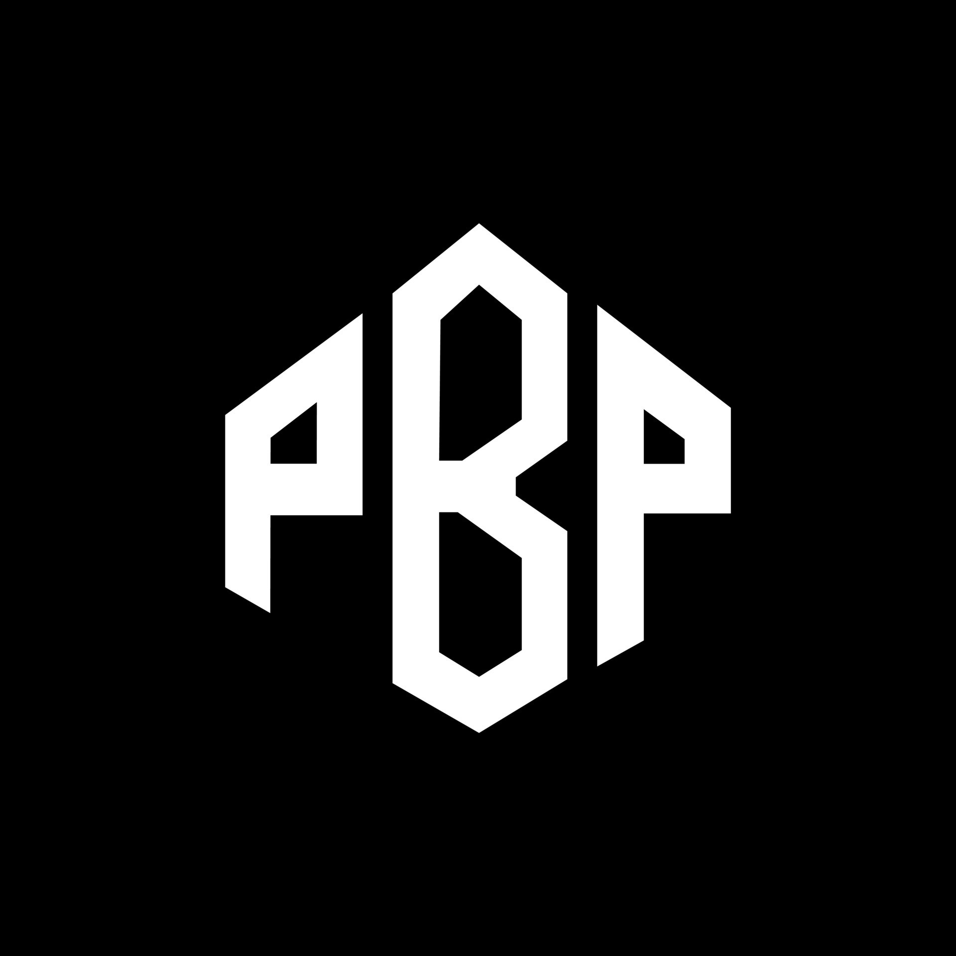 diseño de logotipo de letra pbp con forma de polígono. diseño de logotipo de forma de cubo y ...