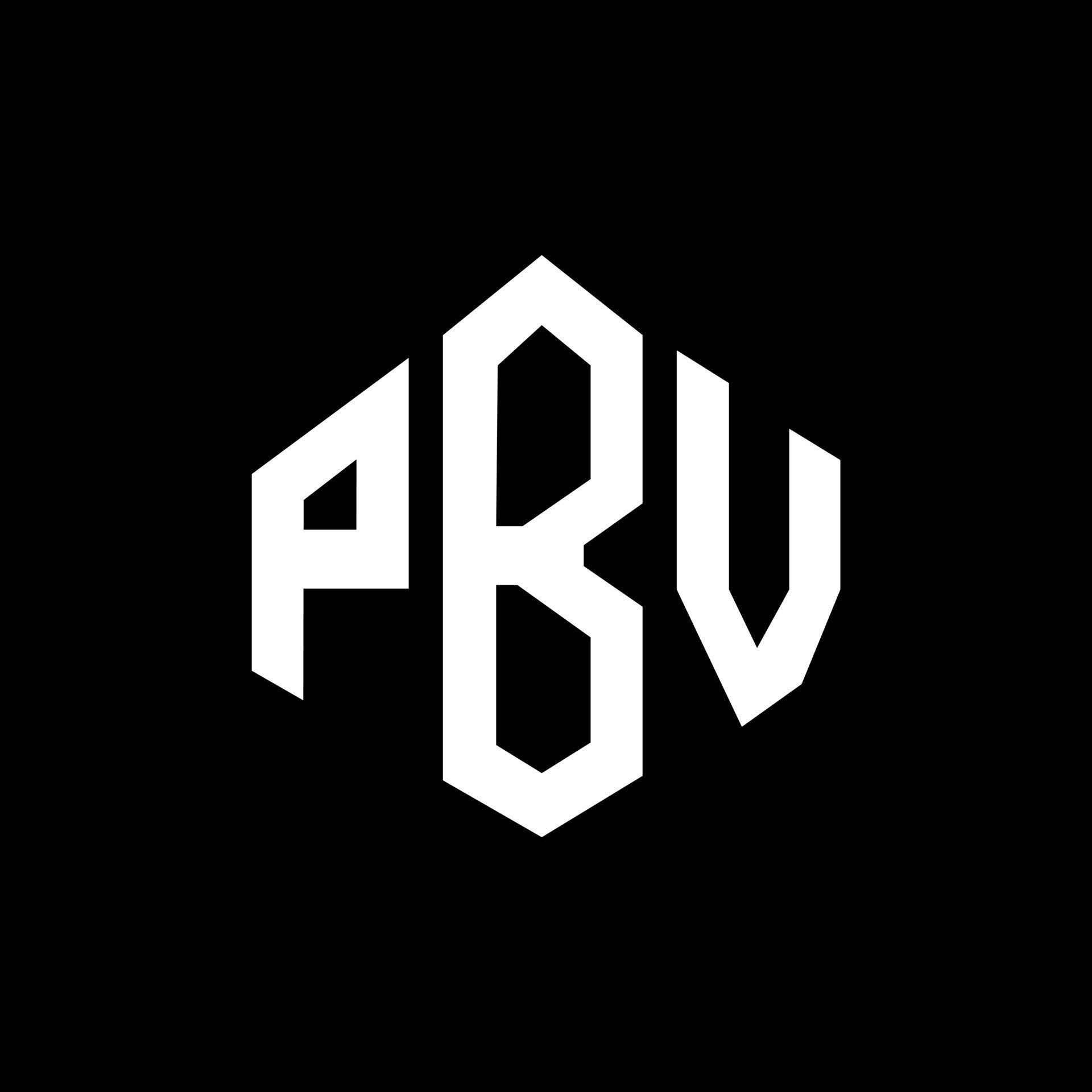diseño de logotipo de letra pbv con forma de polígono. diseño de logotipo de forma de cubo y ...