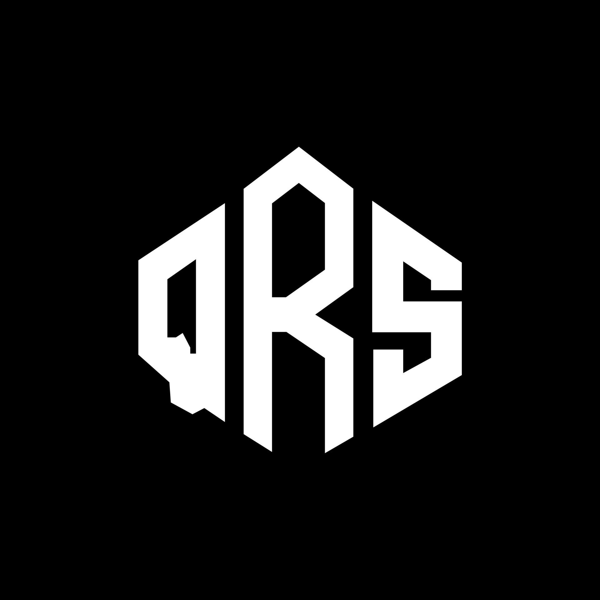 diseño de logotipo de letra qrs con forma de polígono. diseño de logotipo de forma de cubo y ...