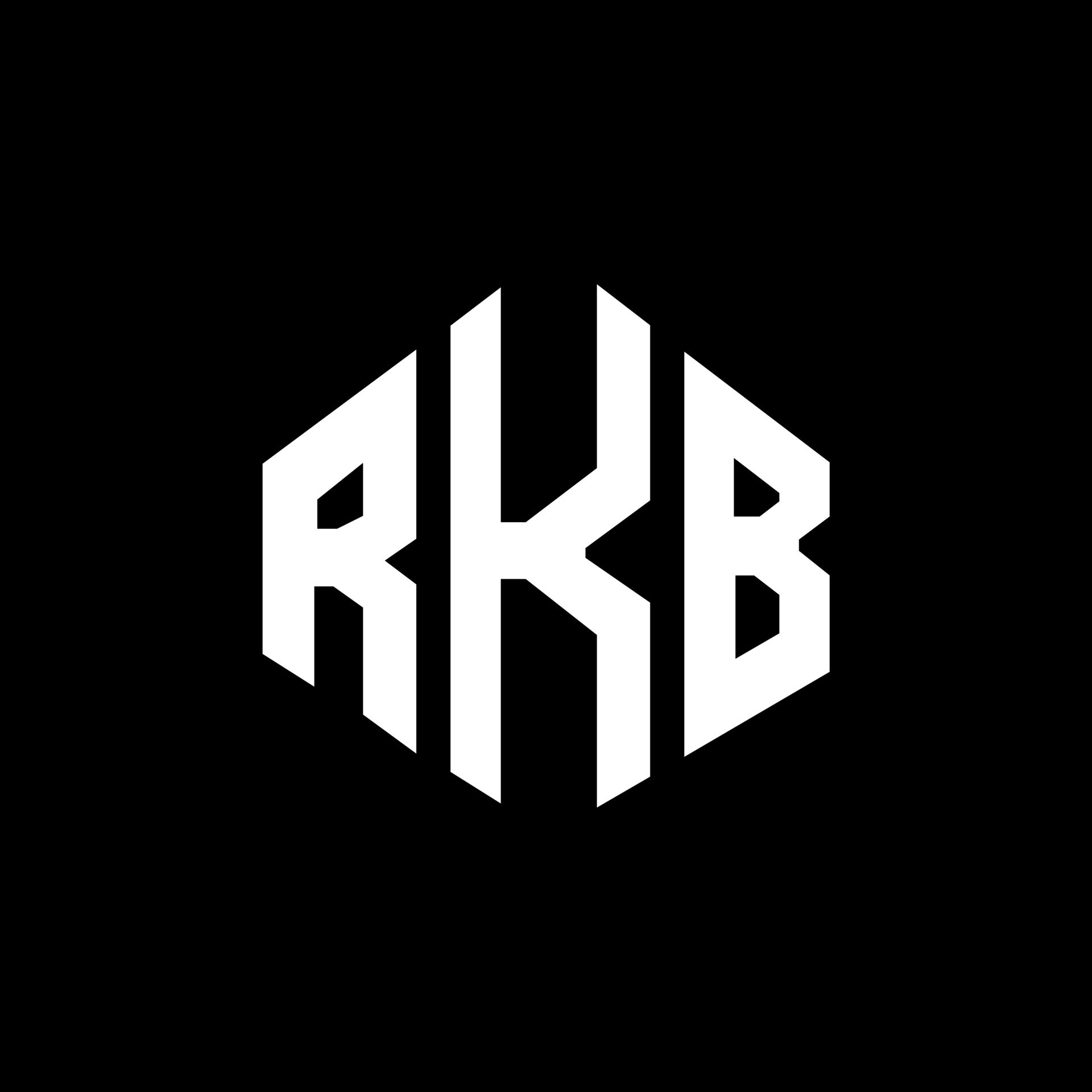 RKB letter logo design with polygon shape. RKB polygon and cube shape logo design. RKB hexagon ...