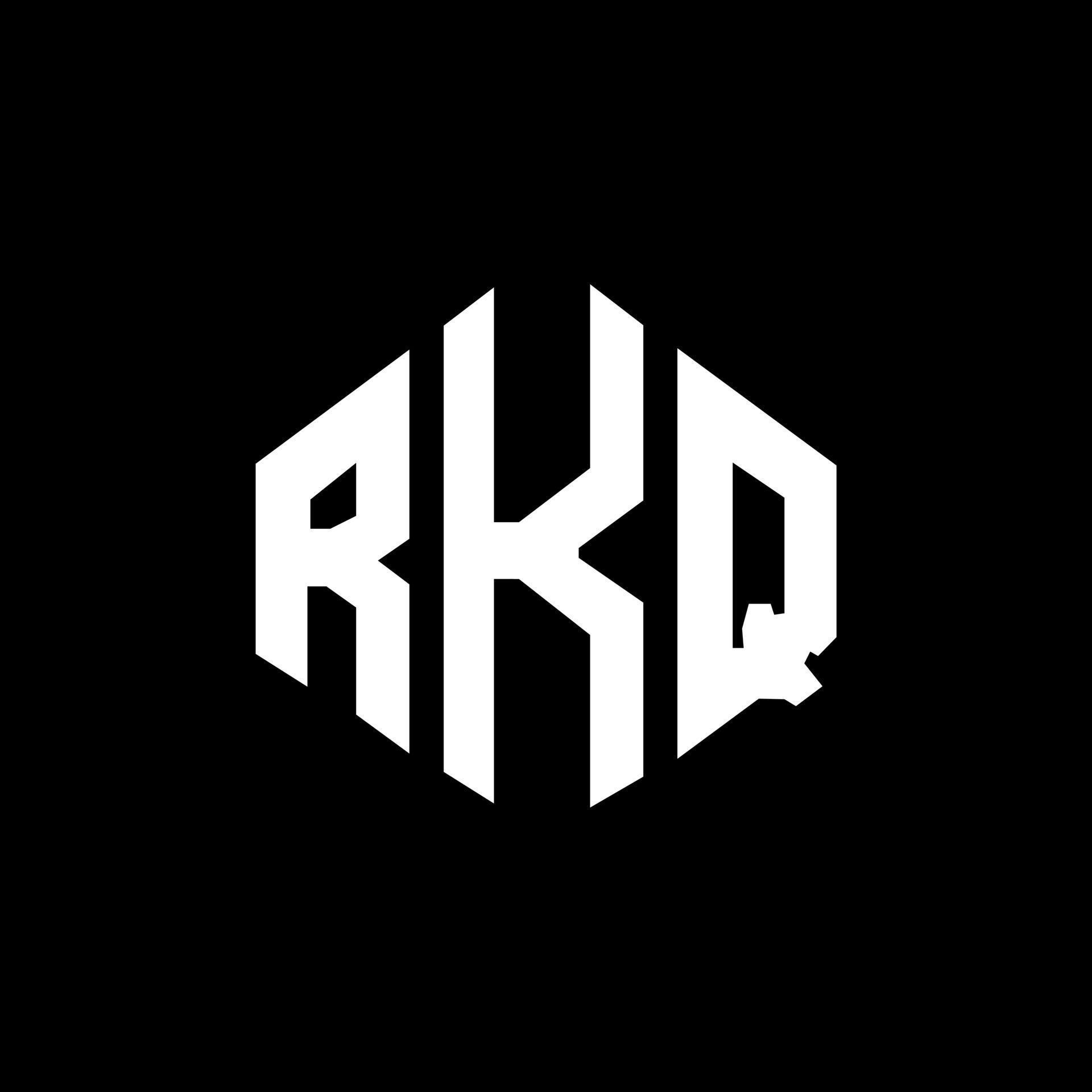 diseño de logotipo de letra rkq con forma de polígono. diseño de logotipo en forma de cubo y ...