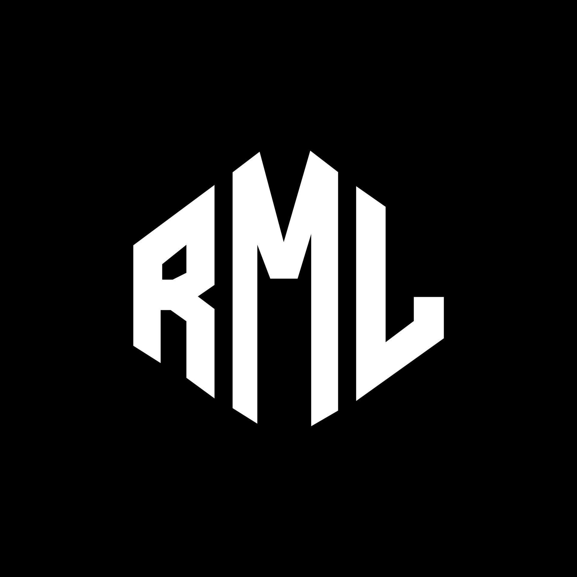 diseño de logotipo de letra rml con forma de polígono. diseño de logotipo en forma de cubo y ...