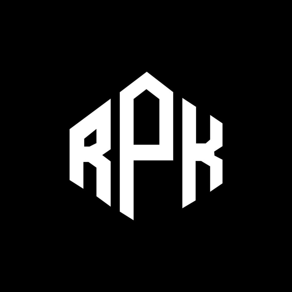 diseño de logotipo de letra rpk con forma de polígono. diseño de logotipo de forma de cubo y ...