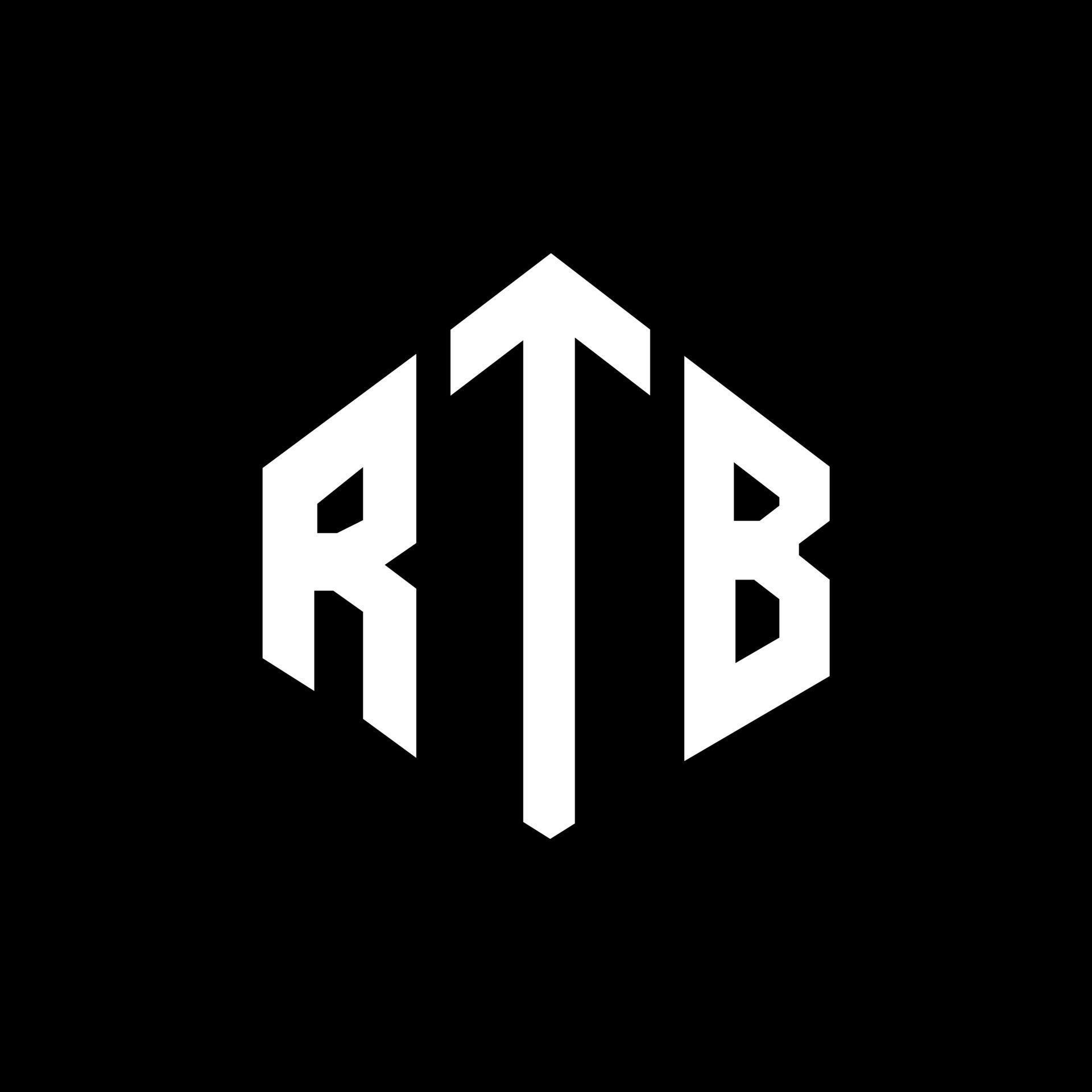 diseño de logotipo de letra rtb con forma de polígono. diseño de logotipo de forma de cubo y ...