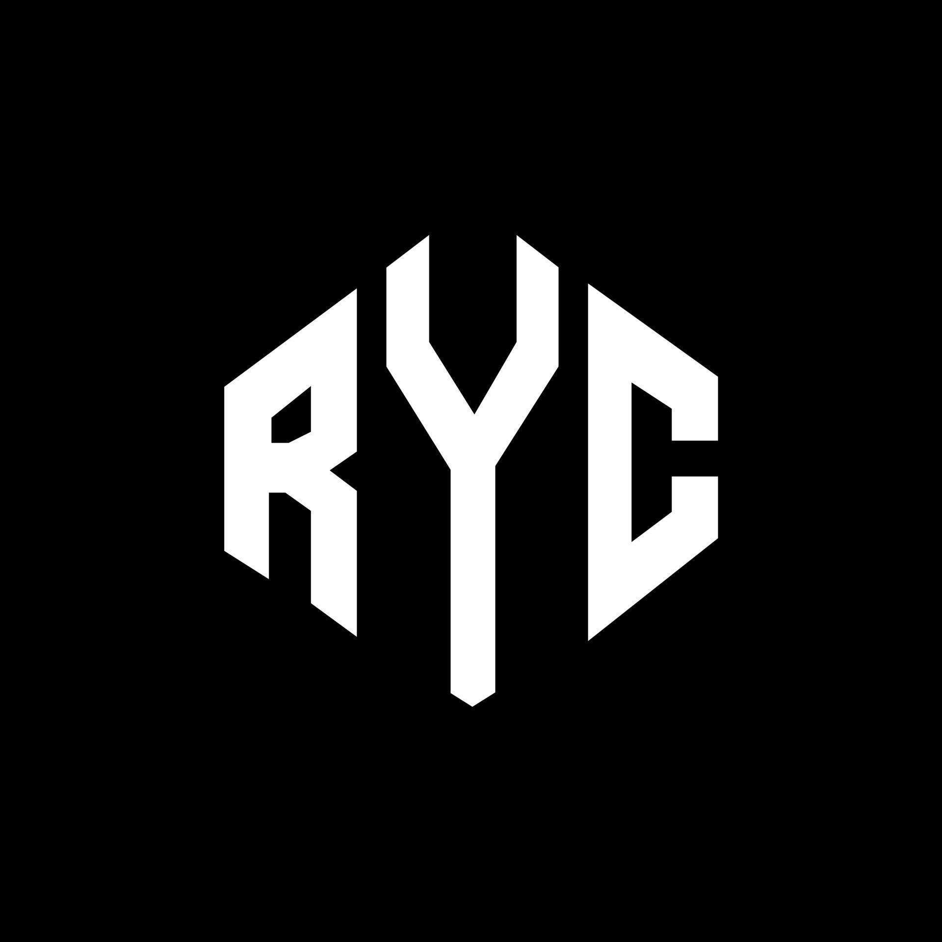 diseño de logotipo de letra ryc con forma de polígono. diseño de logotipo en forma de cubo y ...
