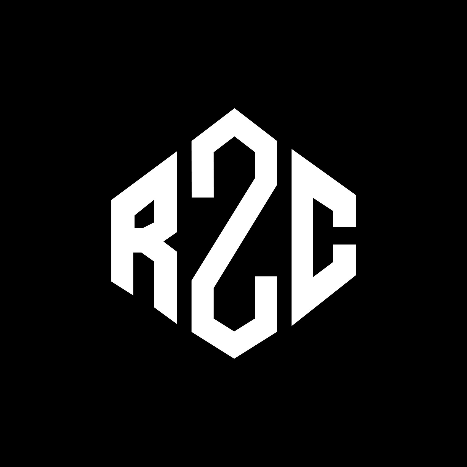 diseño de logotipo de letra rzc con forma de polígono. diseño de logotipo de forma de cubo y ...