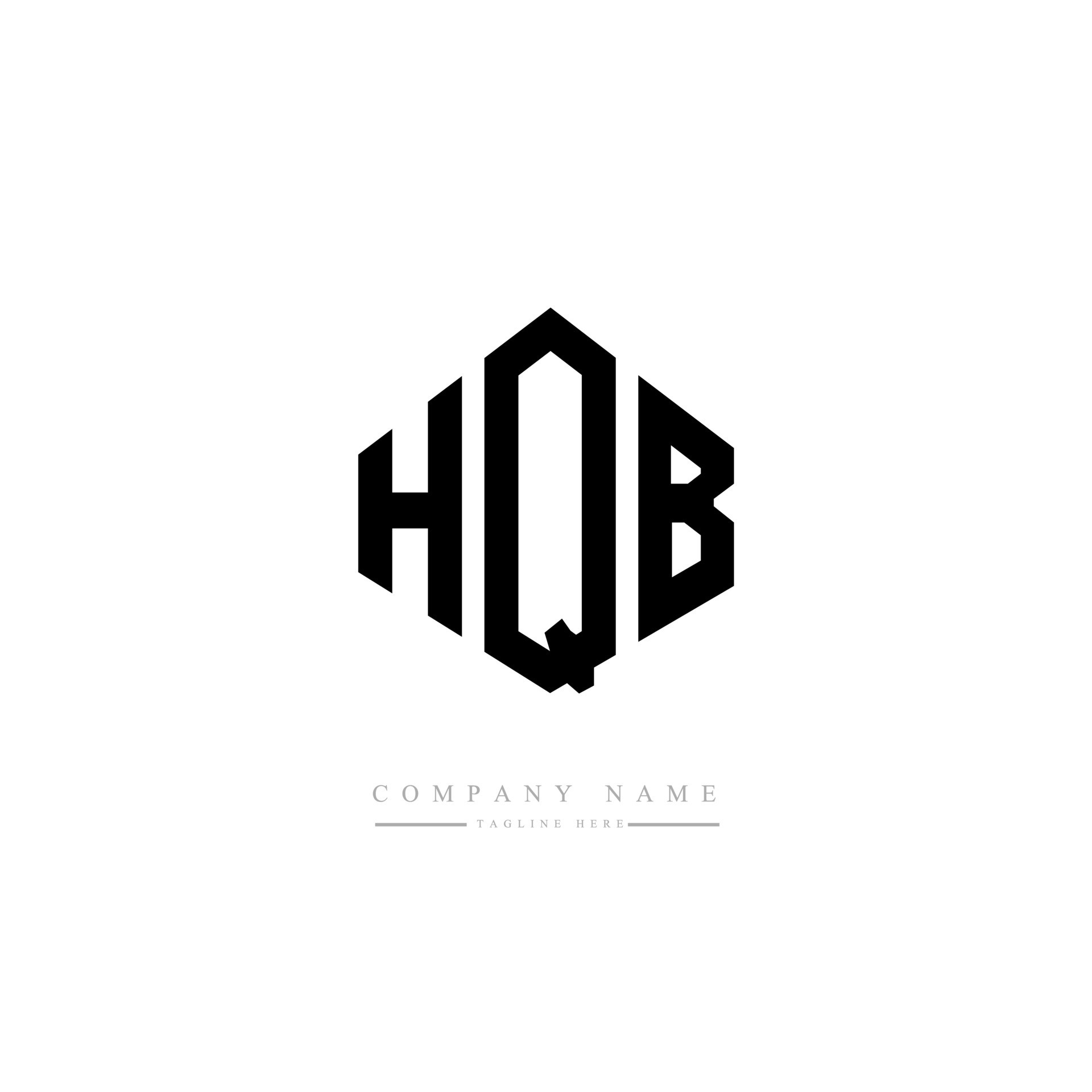 HQB letter logo design with polygon shape. HQB polygon and cube shape logo design. HQB hexagon ...