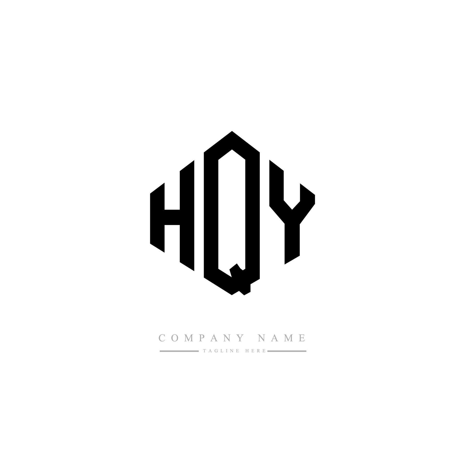 diseño de logotipo de letra hqy con forma de polígono. diseño de logotipo en forma de cubo y ...