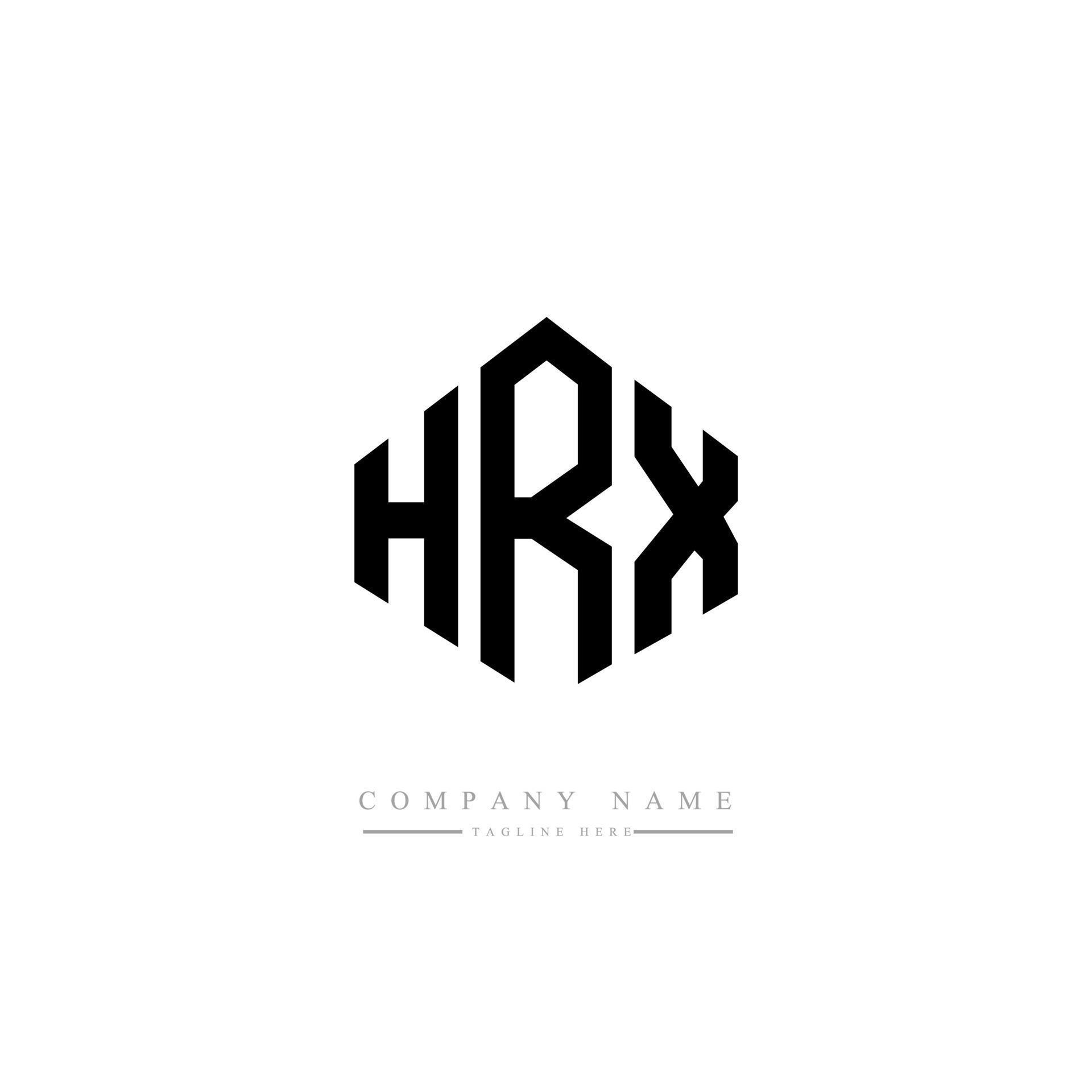 diseño de logotipo de letra hrx con forma de polígono. diseño de logotipo en forma de cubo y ...