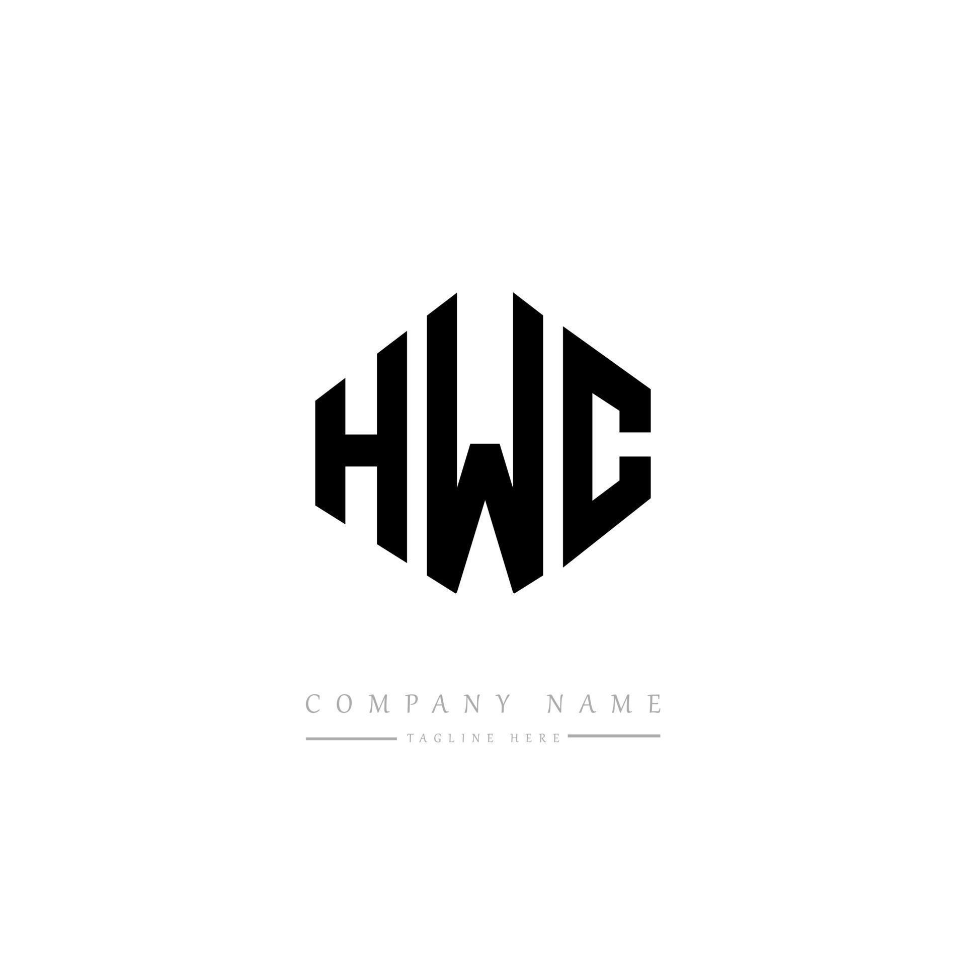 diseño de logotipo de letra hwc con forma de polígono. diseño de logotipo en forma de cubo y ...