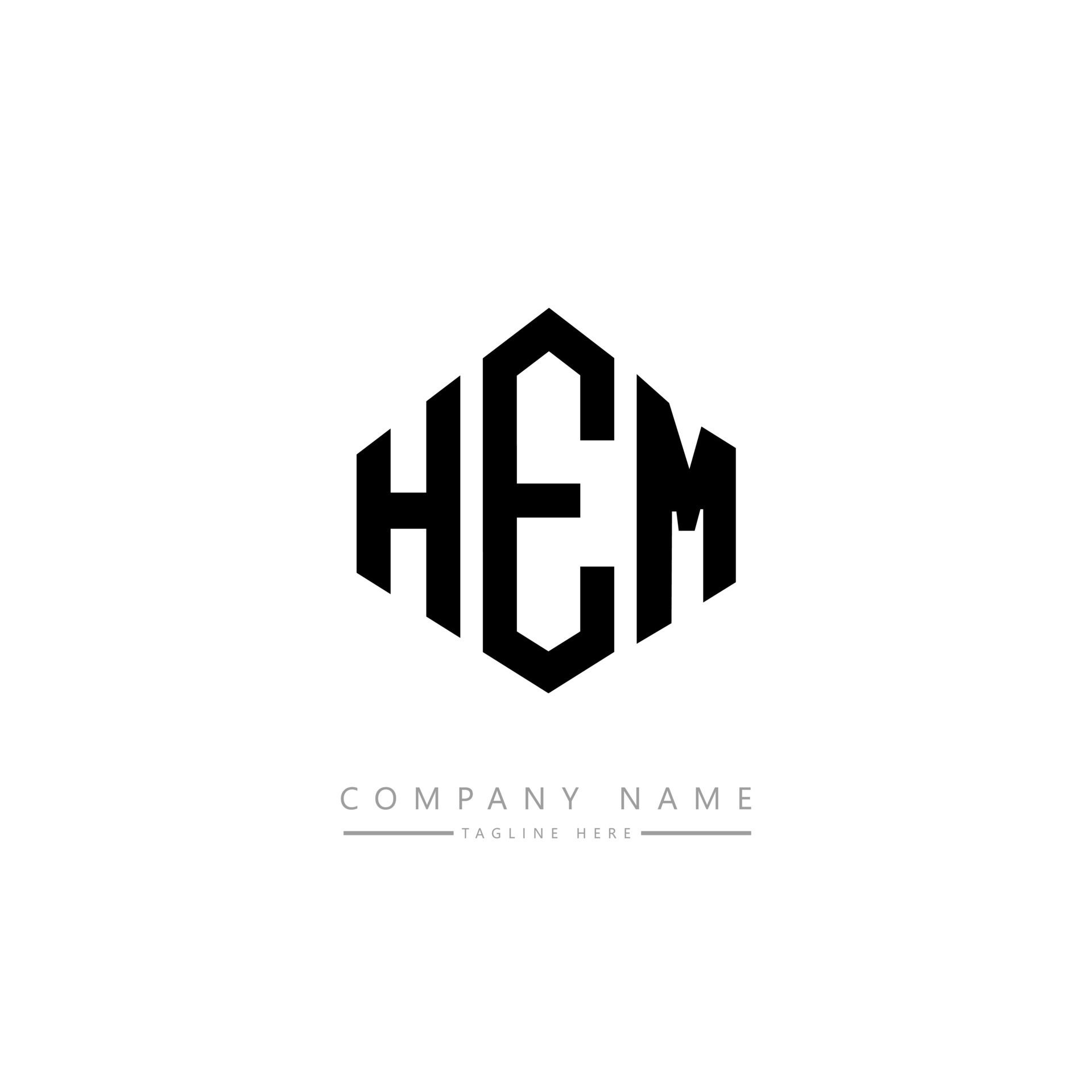 HEM letter logo design with polygon shape. HEM polygon and cube shape logo design. HEM hexagon ...