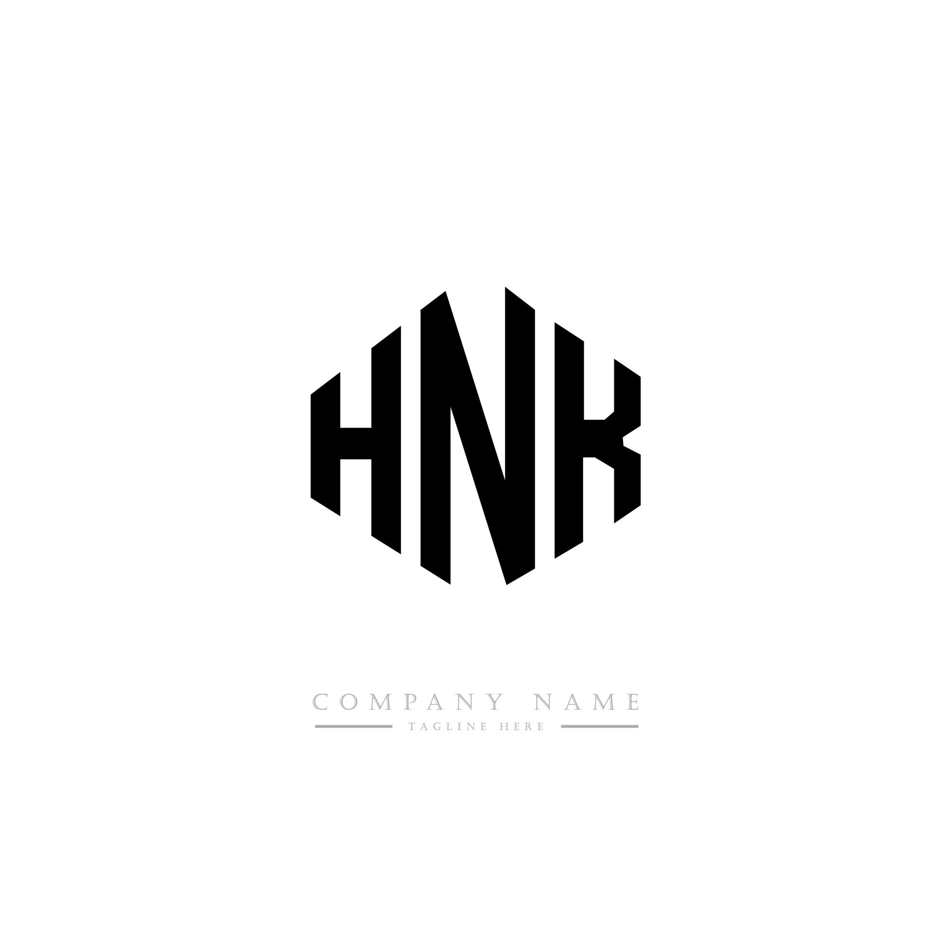 diseño de logotipo de letra hnk con forma de polígono. diseño de logotipo en forma de polígono y ...