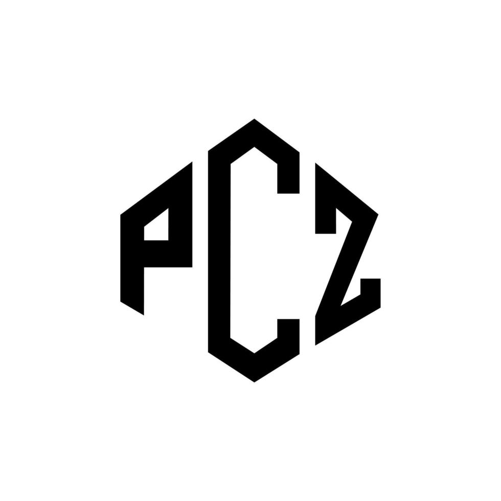 diseño de logotipo de letra pcz con forma de polígono. diseño de logotipo en forma de cubo y ...