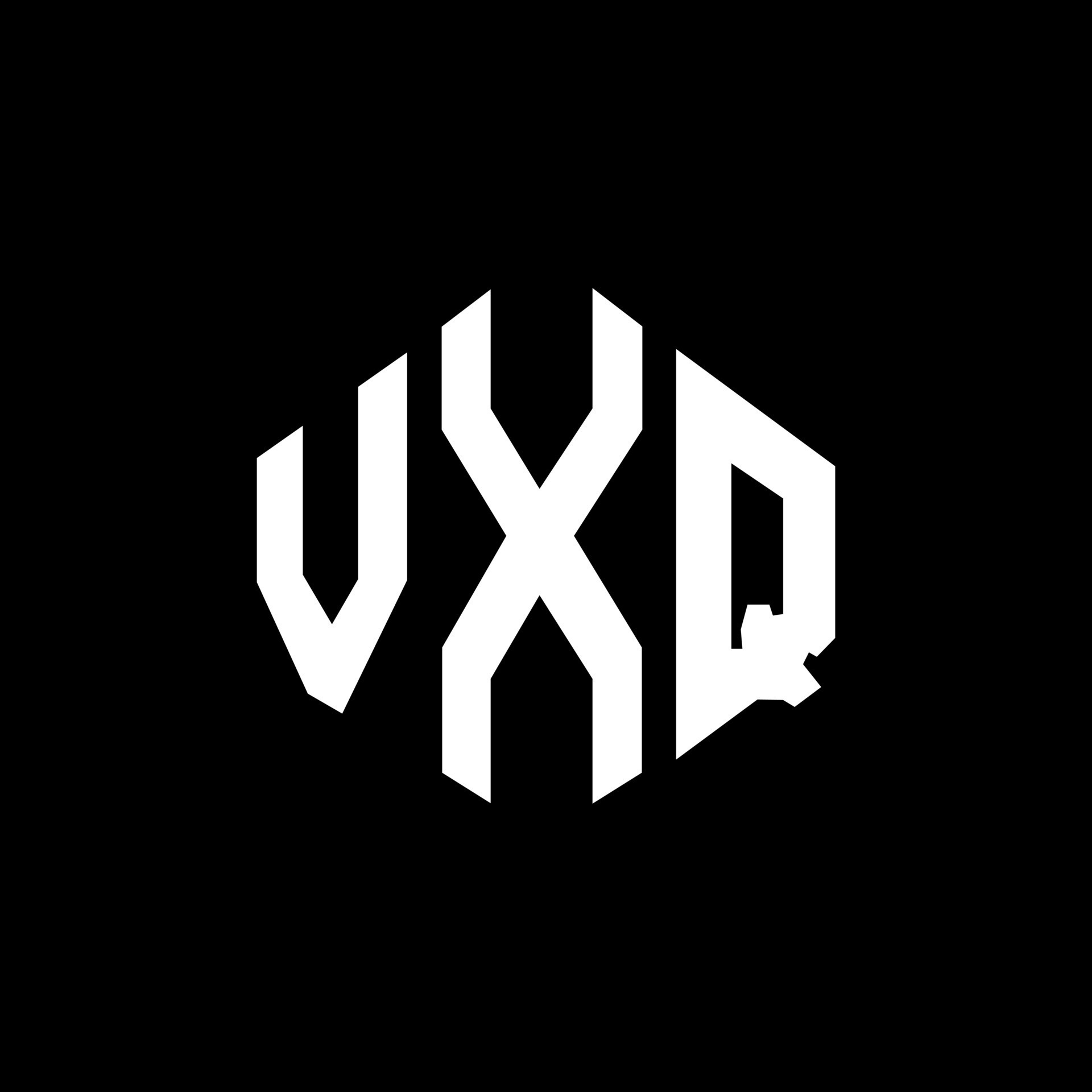 diseño de logotipo de letra vxq con forma de polígono. Diseño de logotipo en forma de cubo y ...