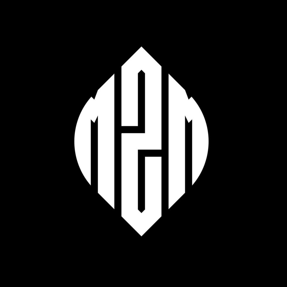 Diseño de logotipo de letra de círculo mzm con forma de círculo y elipse. Letras de elipse mzm ...