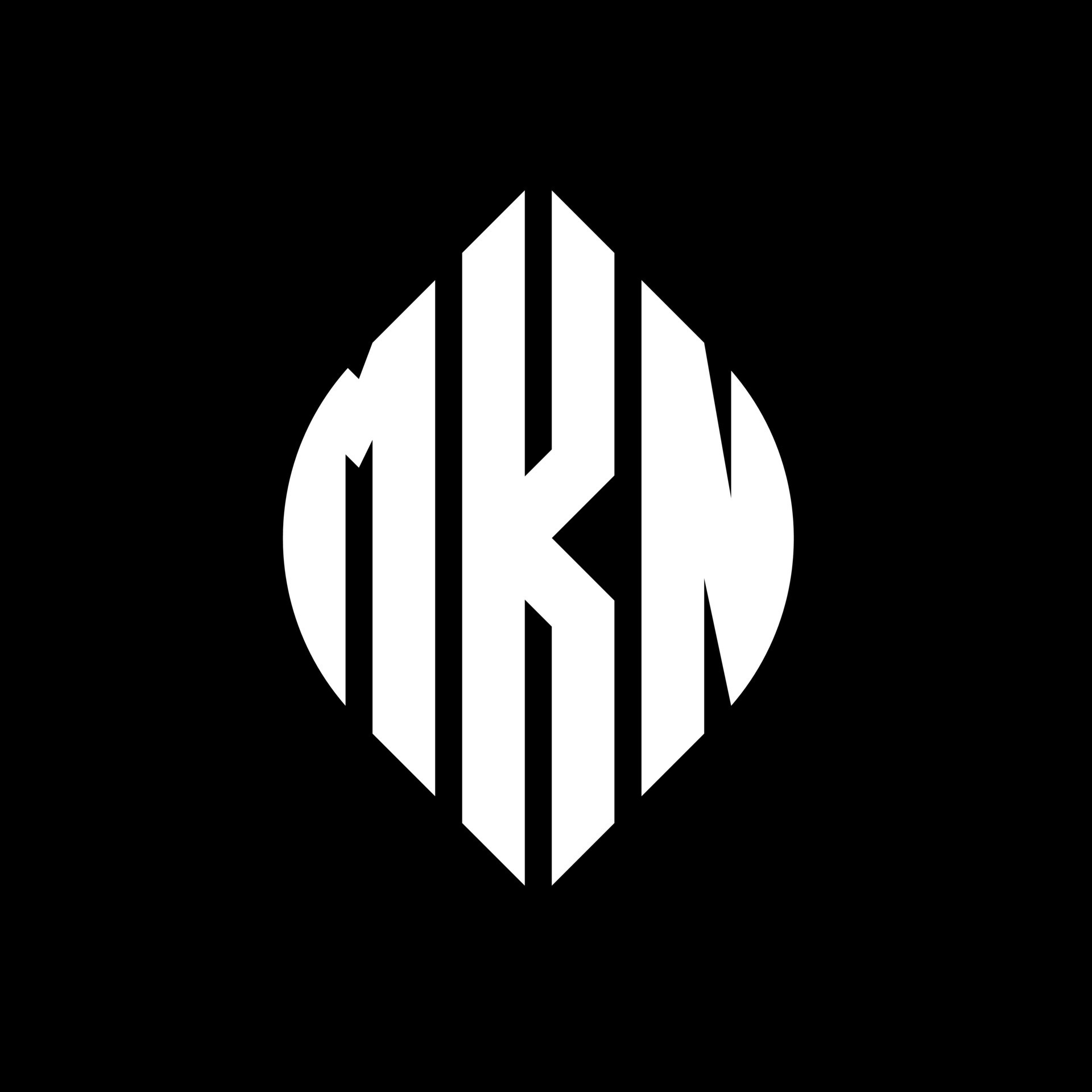 Diseño de logotipo de letra de círculo mkn con forma de círculo y elipse. mkn letras elipses con ...