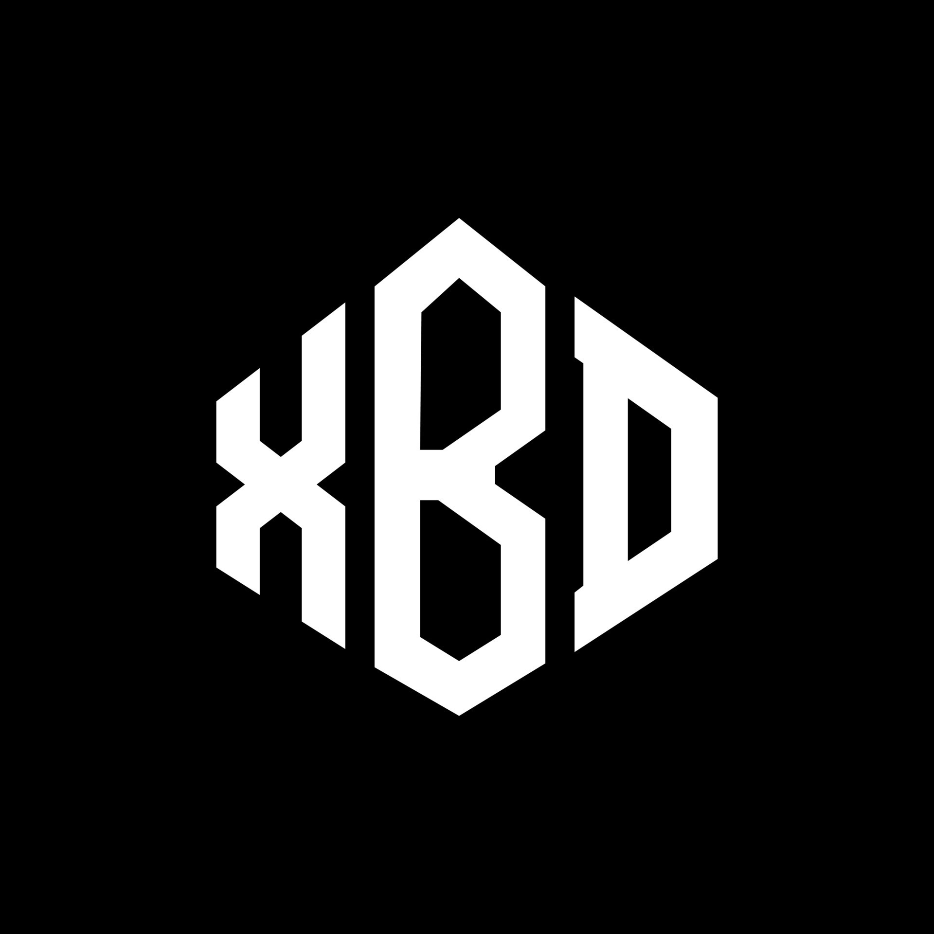 diseño de logotipo de letra xbd con forma de polígono. Diseño de logotipo en forma de cubo y ...