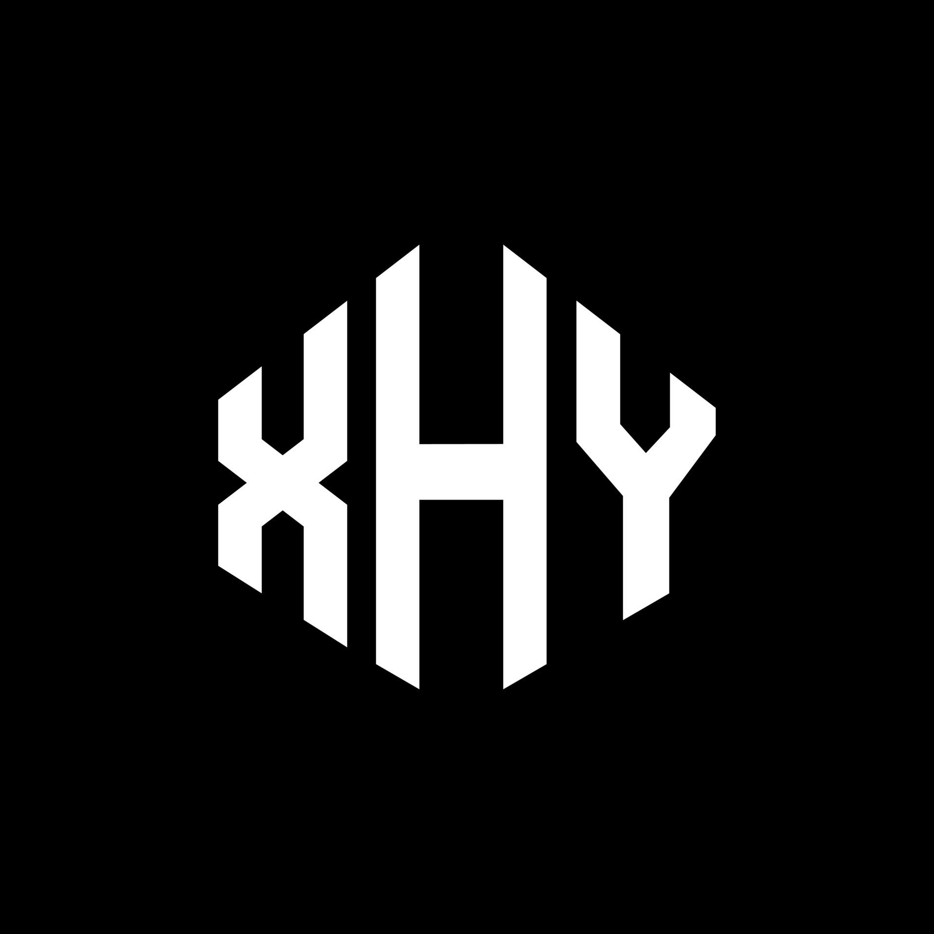 diseño de logotipo de letra xhy con forma de polígono. diseño de logotipo en forma de cubo y ...