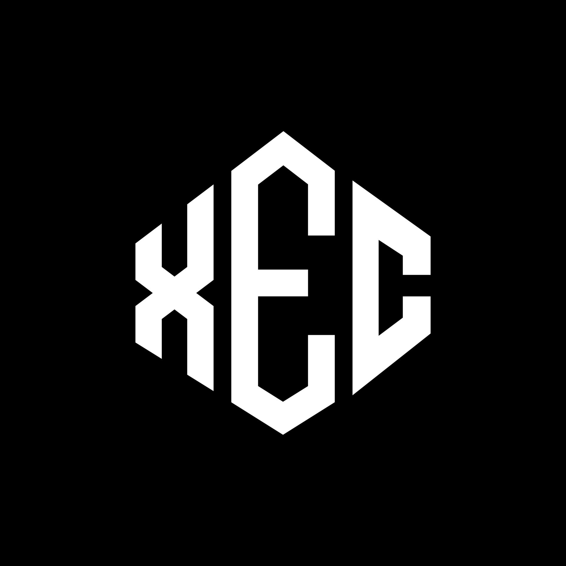 diseño de logotipo de letra xec con forma de polígono. diseño de logotipo en forma de cubo y ...
