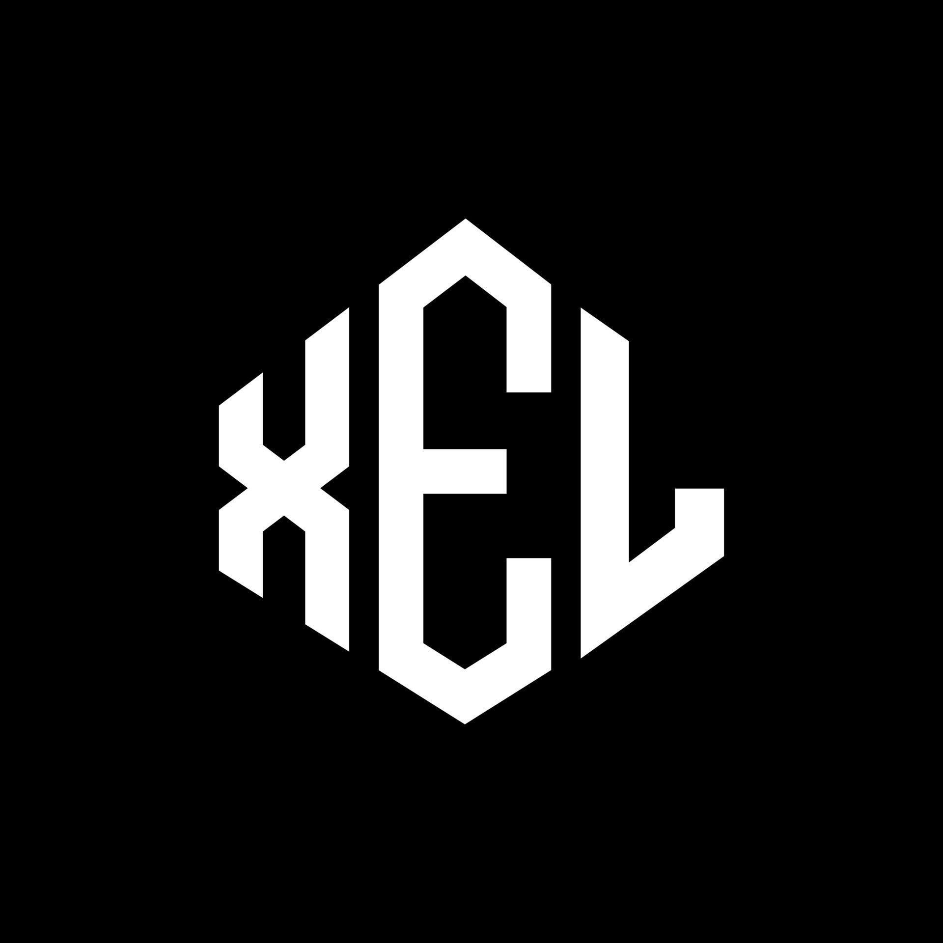 diseño de logotipo de letra xel con forma de polígono. diseño de logotipo en forma de cubo y ...