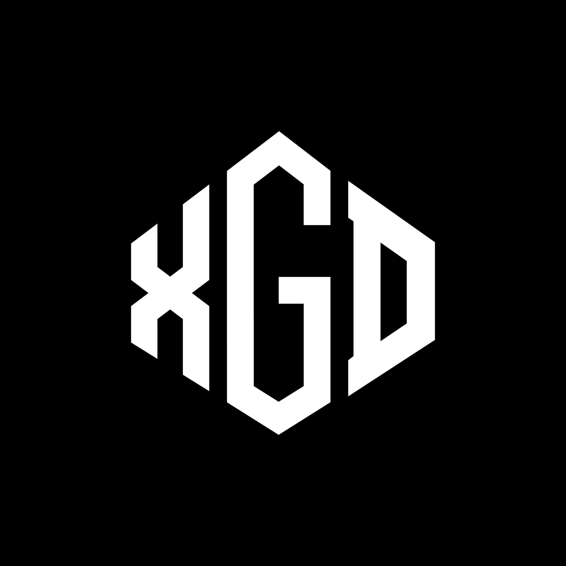XGD letter logo design with polygon shape. XGD polygon and cube shape logo design. XGD hexagon ...