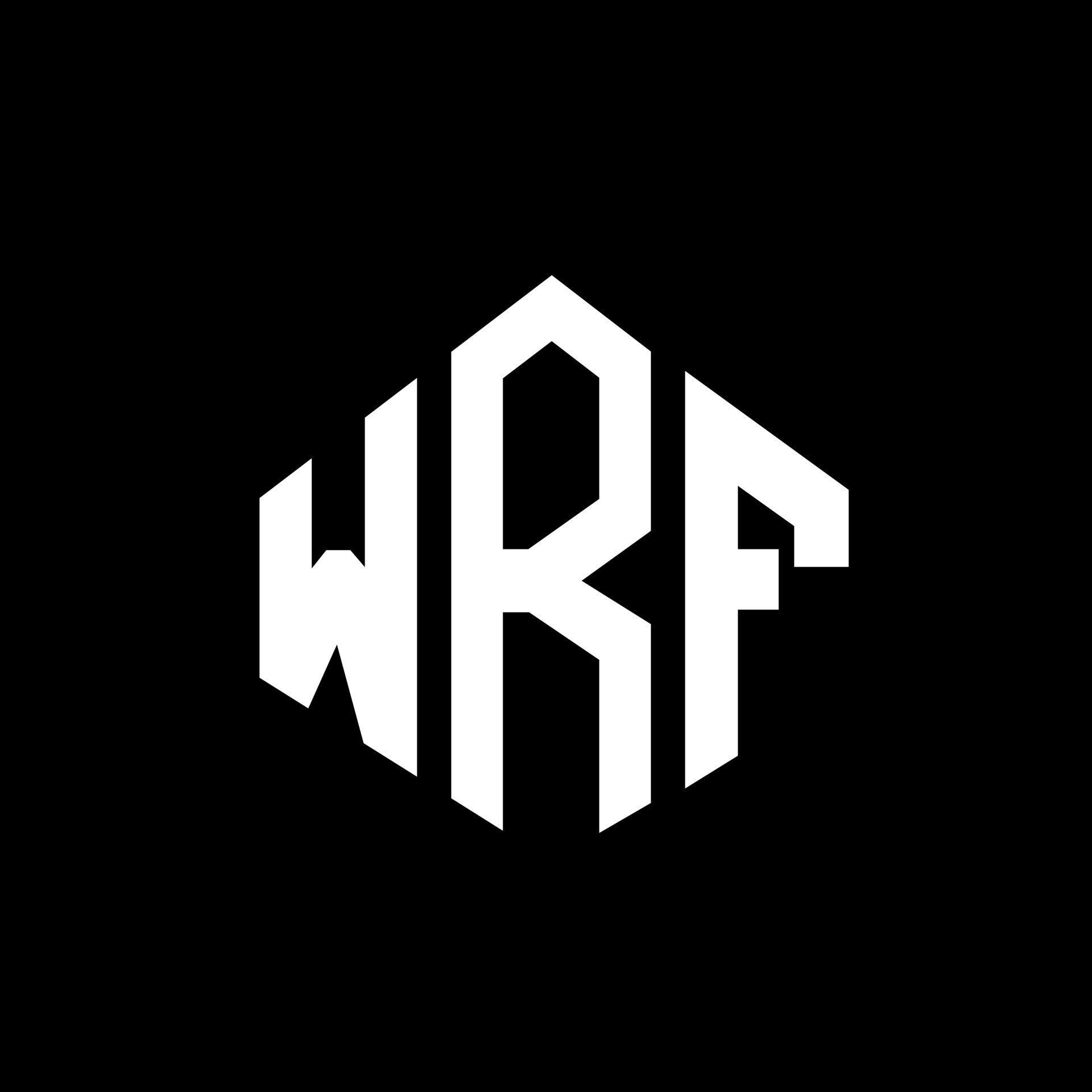WRF letter logo design with polygon shape. WRF polygon and cube shape logo design. WRF hexagon ...
