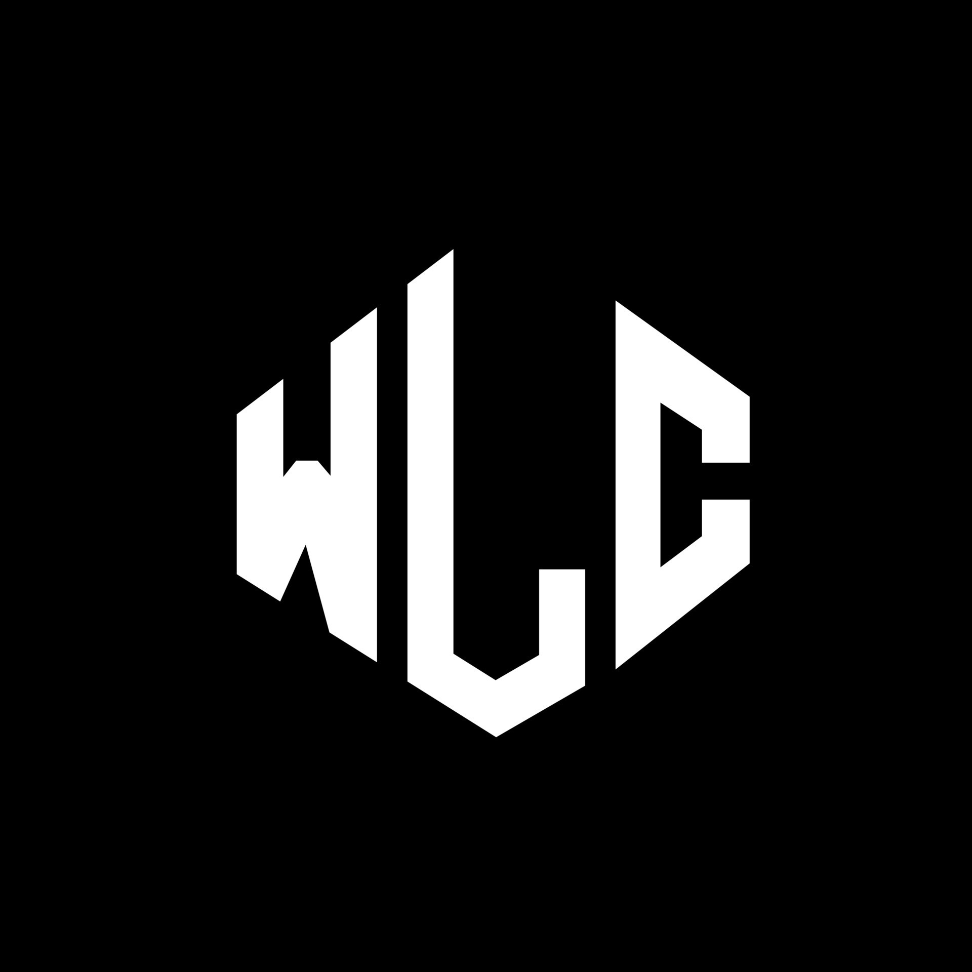 diseño de logotipo de letra wlc con forma de polígono. diseño de logotipo en forma de cubo y ...