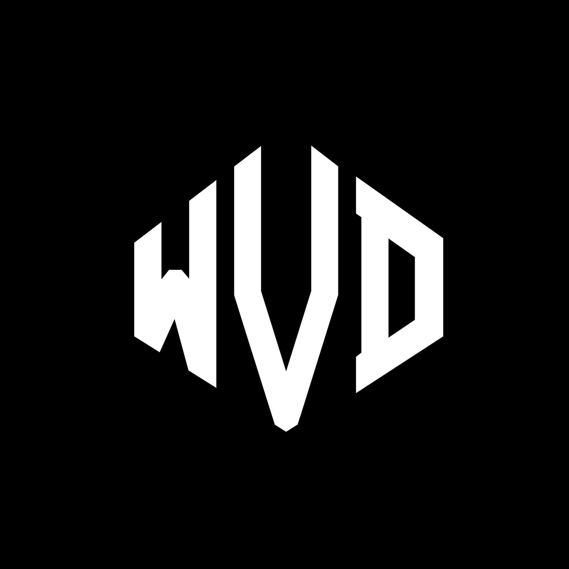 diseño de logotipo de letra wvd con forma de polígono. diseño de logotipo en forma de cubo y ...