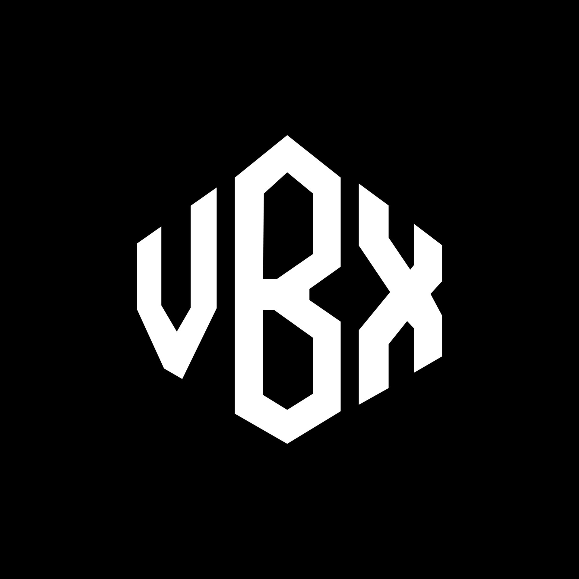 Diseño de logotipo de letra vbx con forma de polígono. diseño de logotipo de forma de cubo y ...
