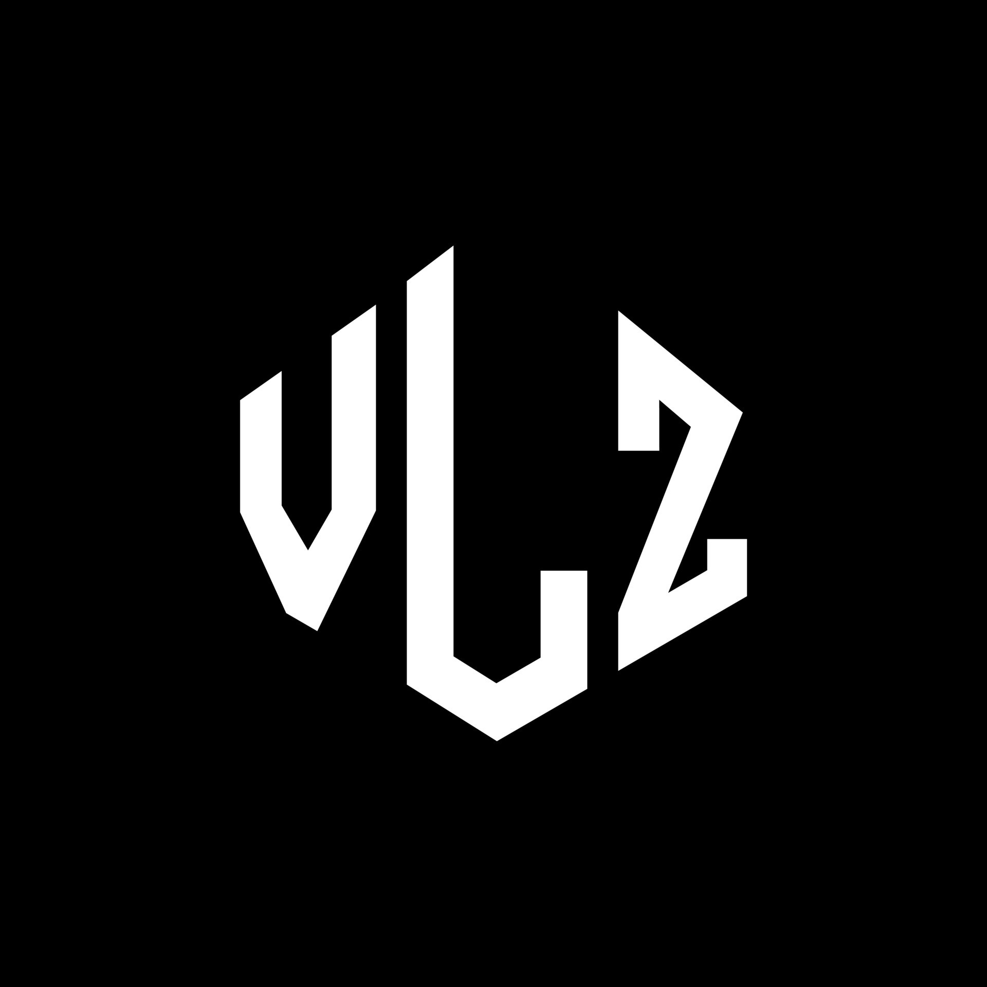 diseño de logotipo de letra vlz con forma de polígono. diseño de logotipo en forma de cubo y ...
