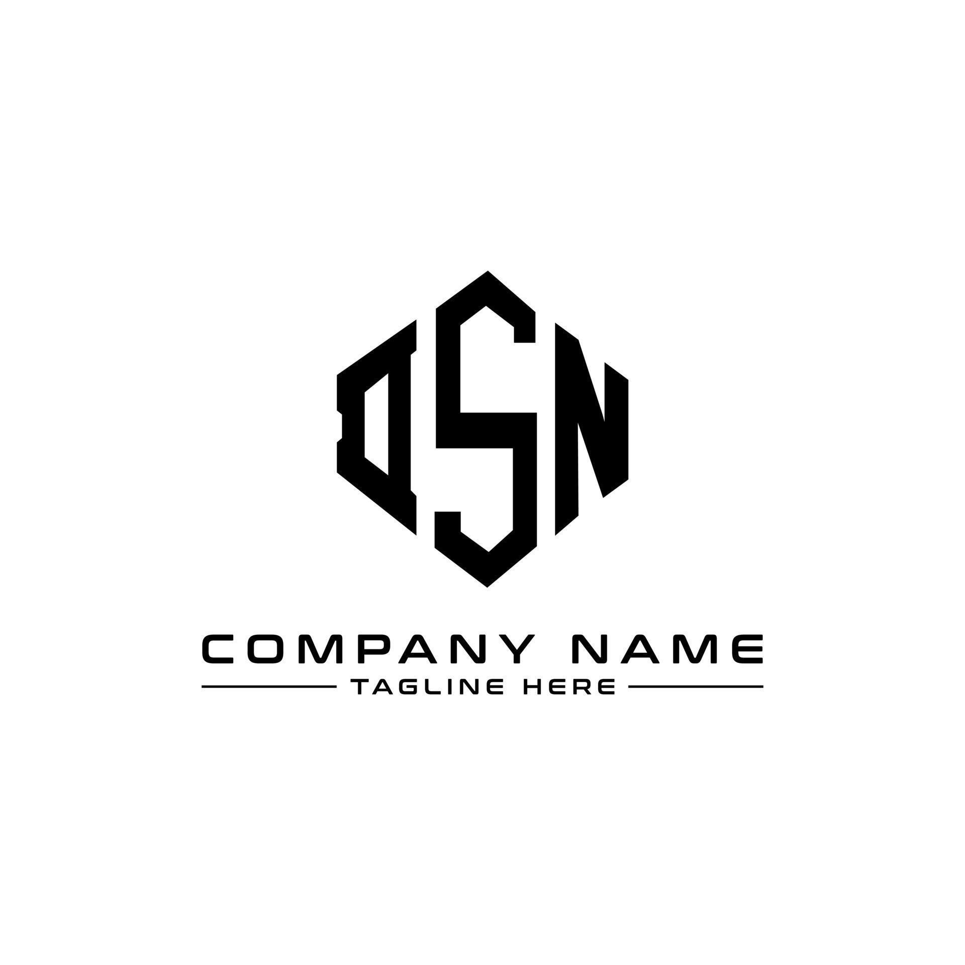 DSN letter logo design with polygon shape. DSN polygon and cube shape logo design. DSN hexagon ...