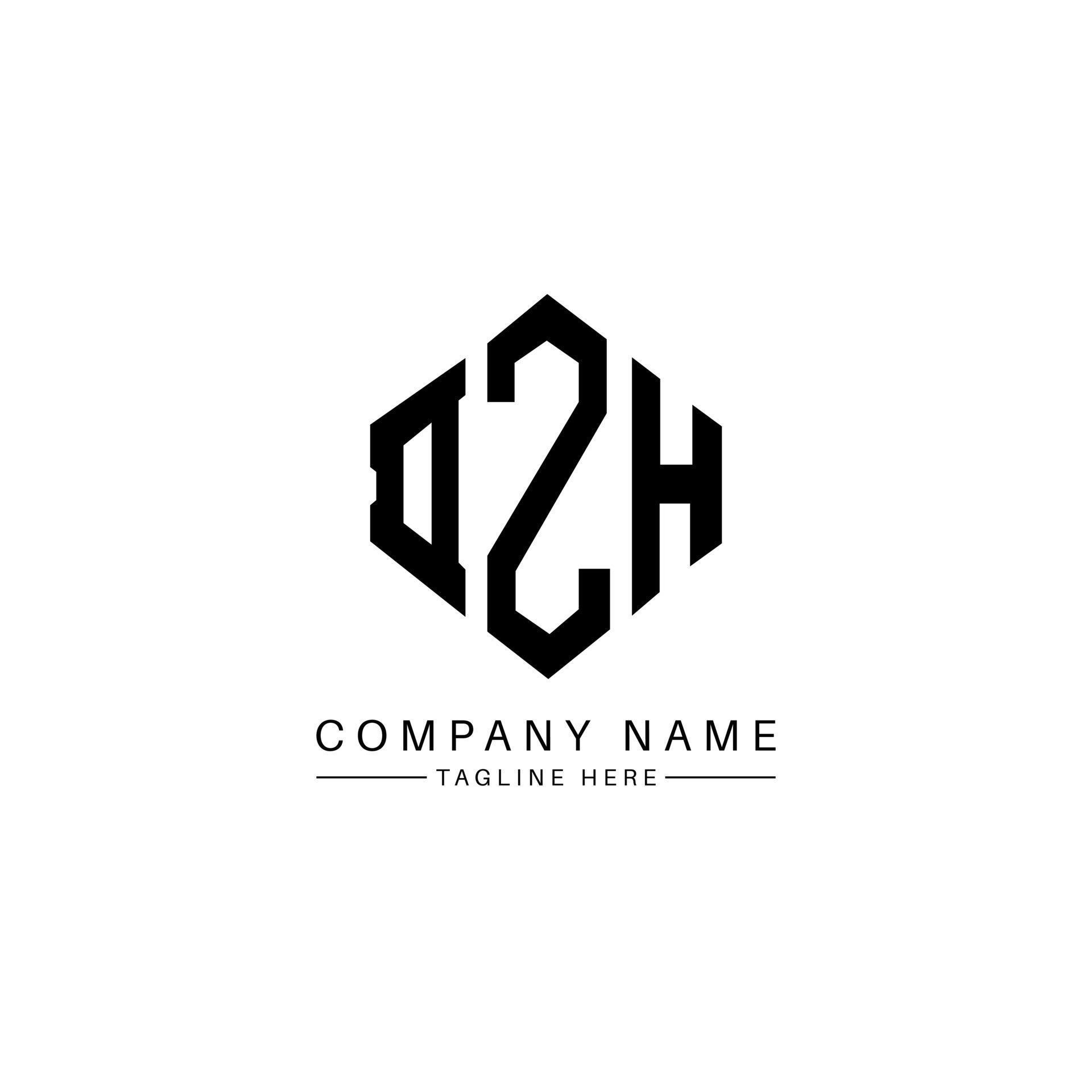 DZH letter logo design with polygon shape. DZH polygon and cube shape ...