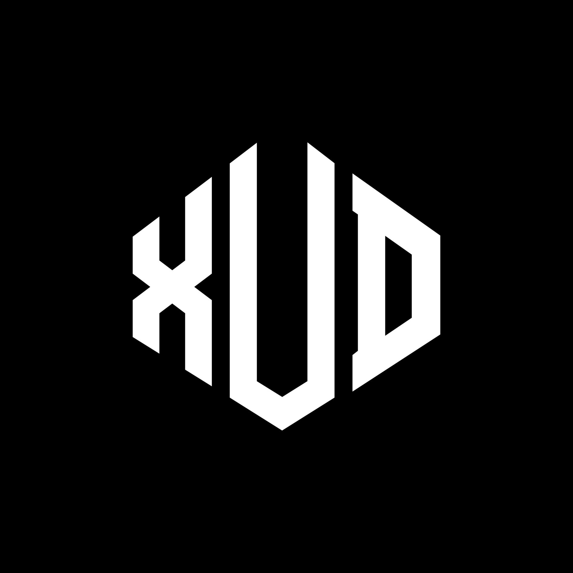 diseño de logotipo de letra xud con forma de polígono. diseño de logotipo en forma de cubo y ...