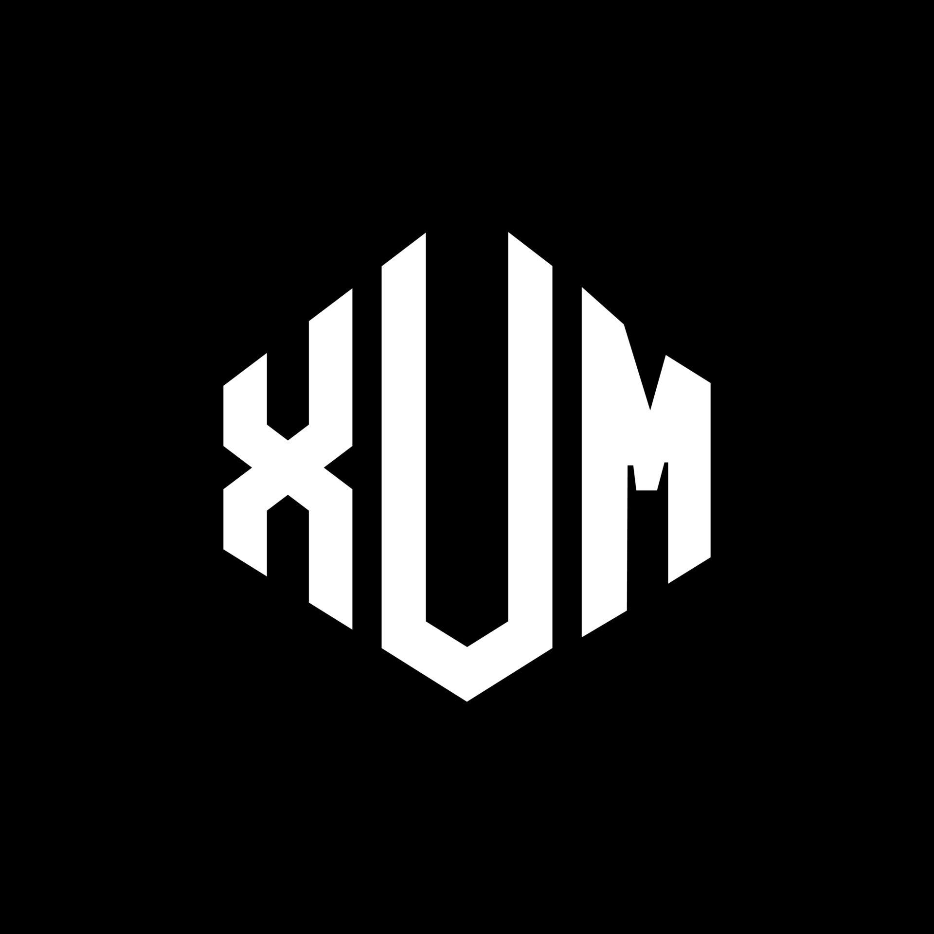 diseño de logotipo de letra xum con forma de polígono. diseño de logotipo en forma de cubo y ...