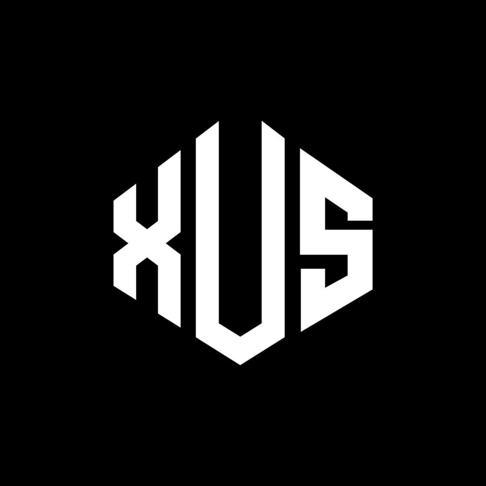 XUS letter logo design with polygon shape. XUS polygon and cube shape logo design. XUS hexagon ...