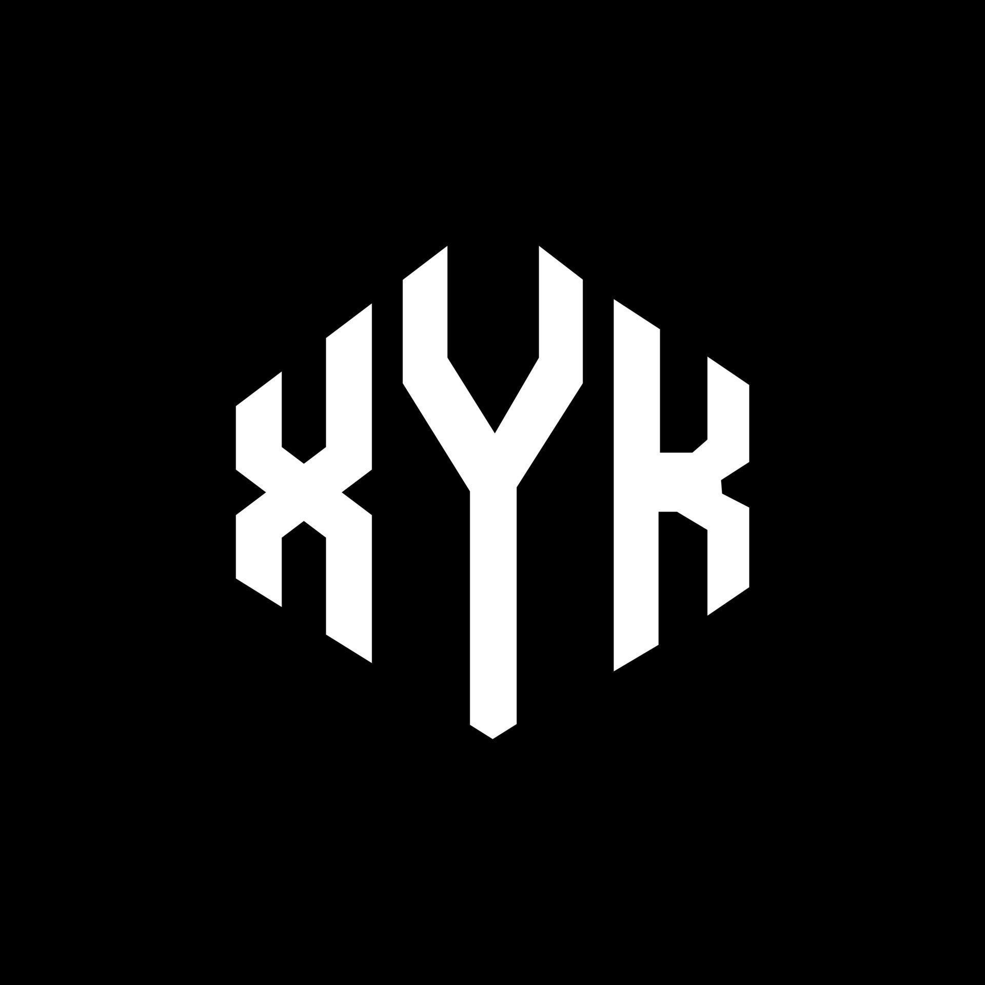 diseño de logotipo de letra xyk con forma de polígono. Diseño de logotipo en forma de cubo y ...