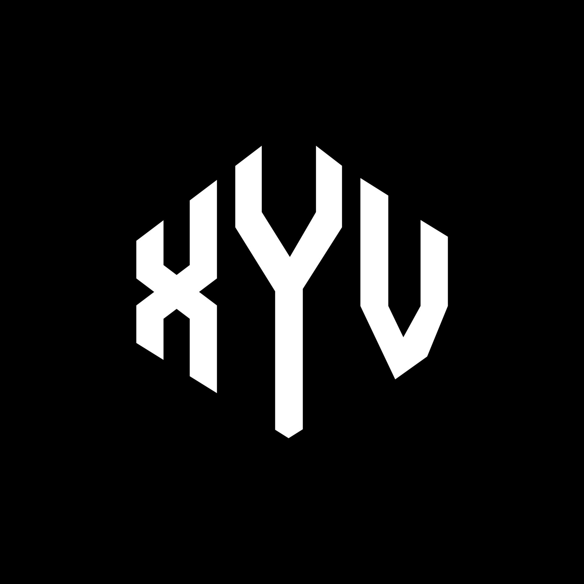 XYV letter logo design with polygon shape. XYV polygon and cube shape logo design. XYV hexagon ...