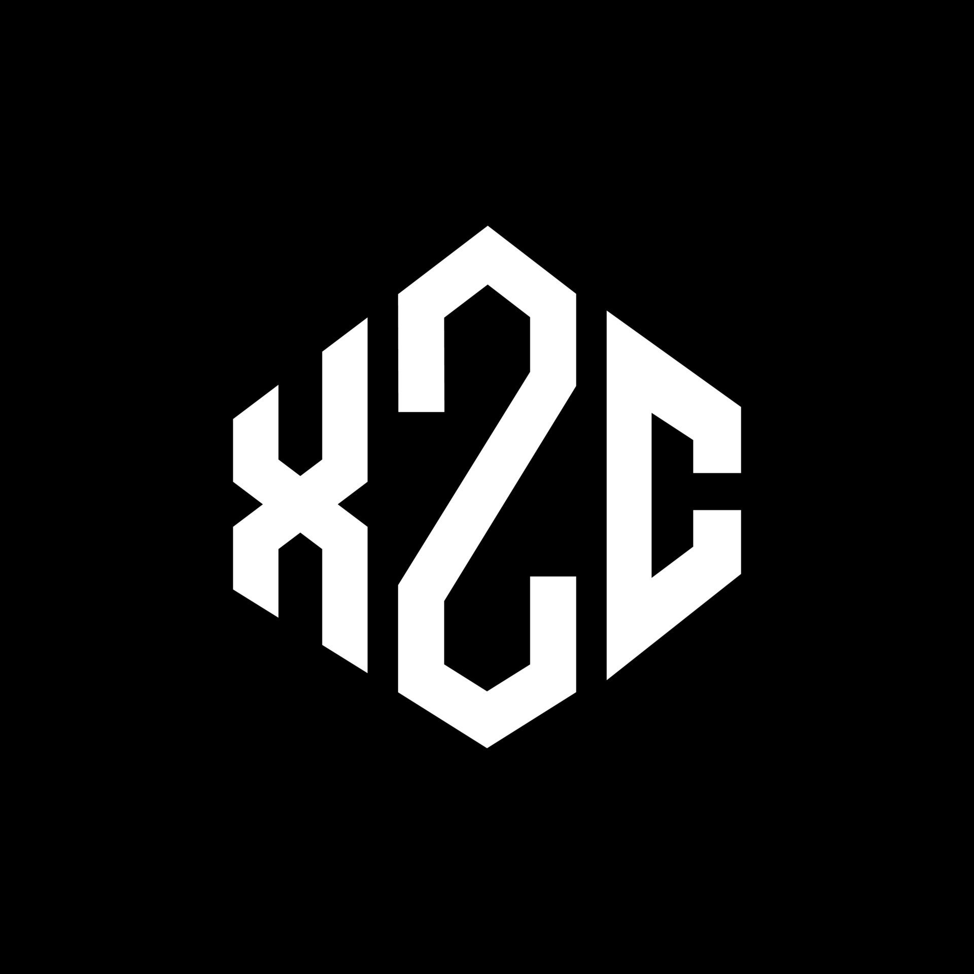 Diseño de logotipo de letra xzc con forma de polígono. Diseño de logotipo en forma de cubo y ...