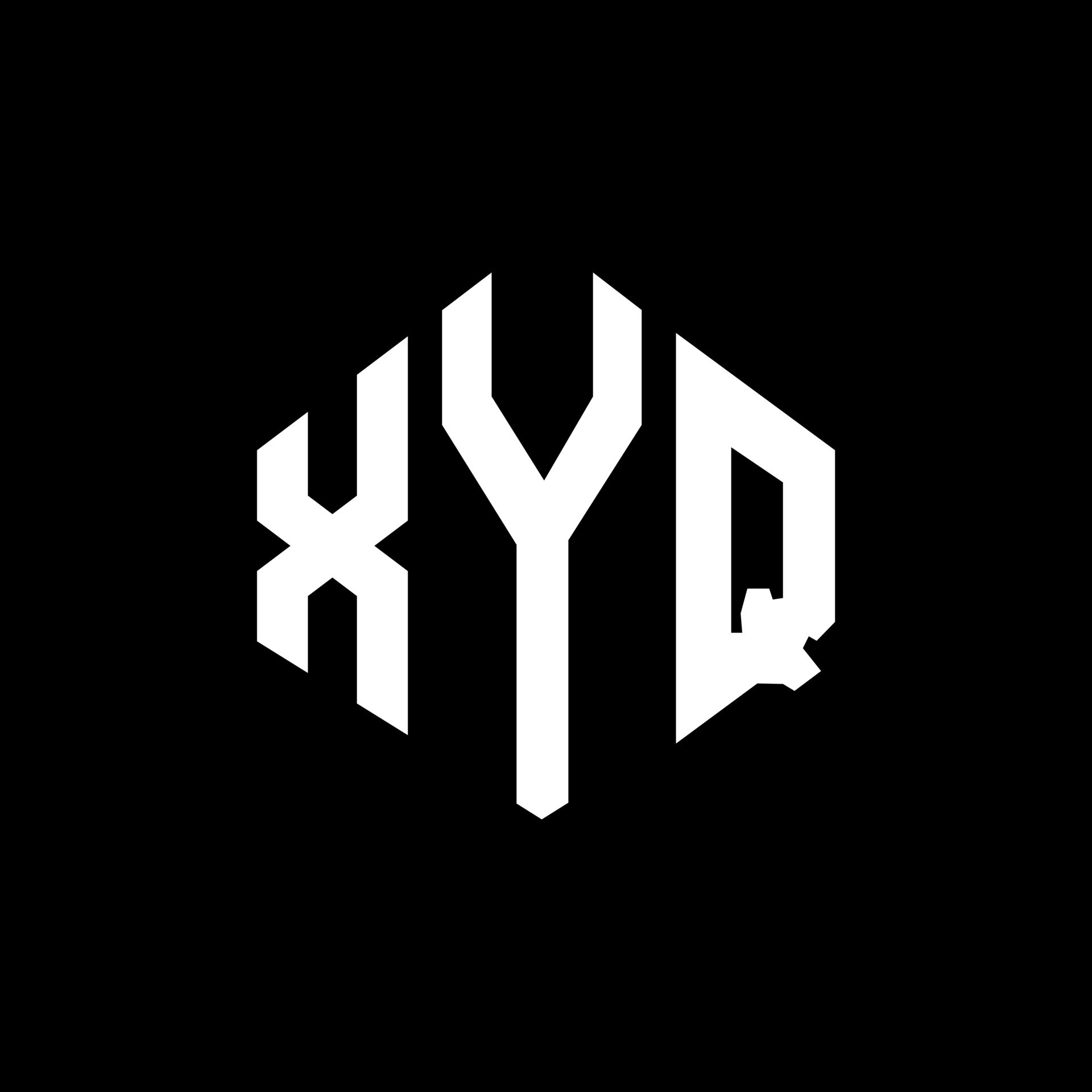 XYQ letter logo design with polygon shape. XYQ polygon and cube shape logo design. XYQ hexagon ...
