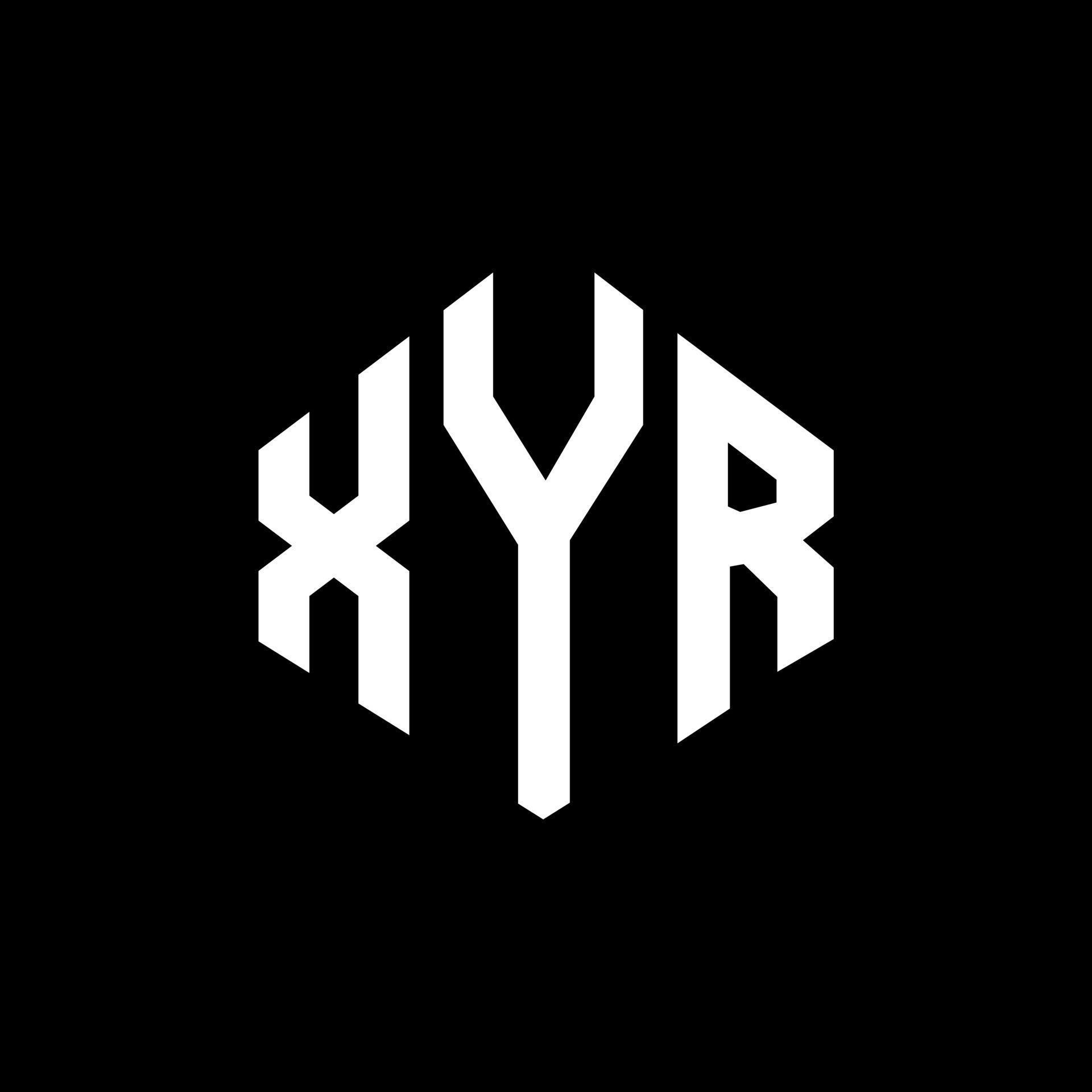 diseño de logotipo de letra xyr con forma de polígono. Diseño de logotipo en forma de cubo y ...