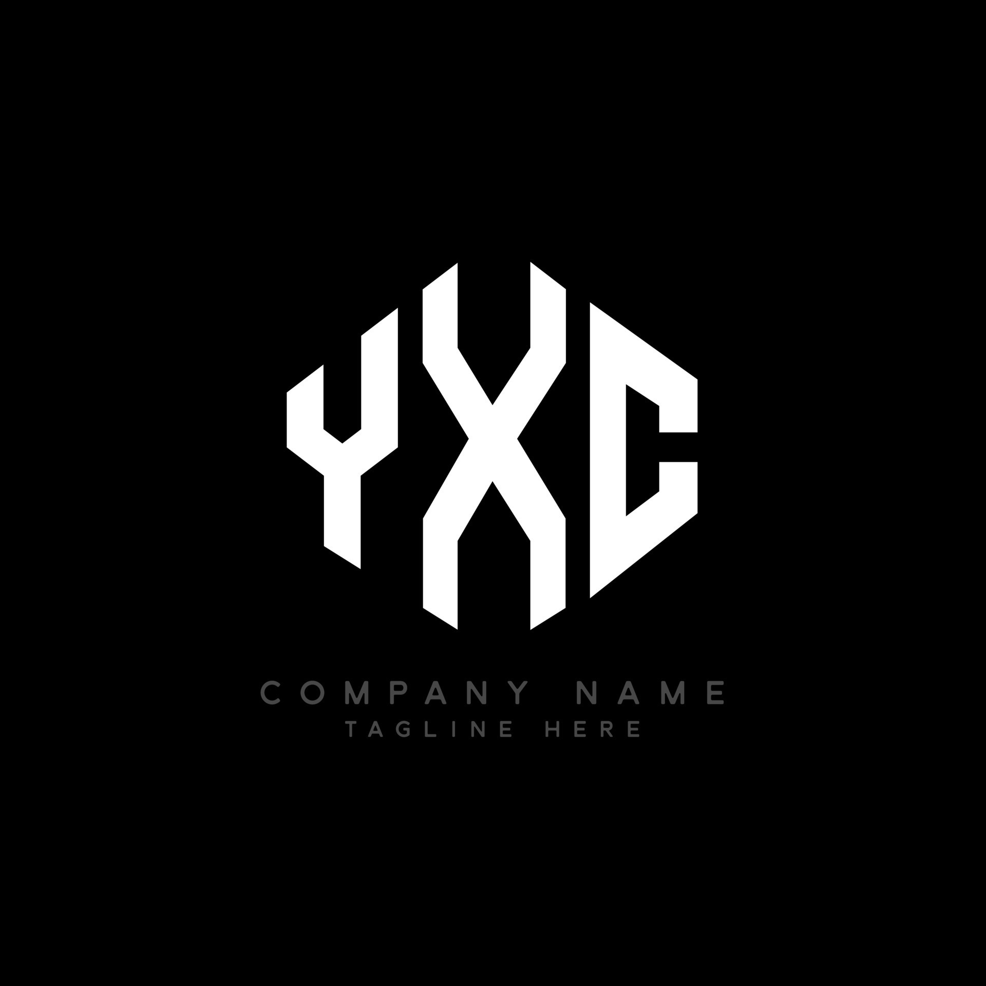 YXC letter logo design with polygon shape. YXC polygon and cube shape logo design. YXC hexagon ...