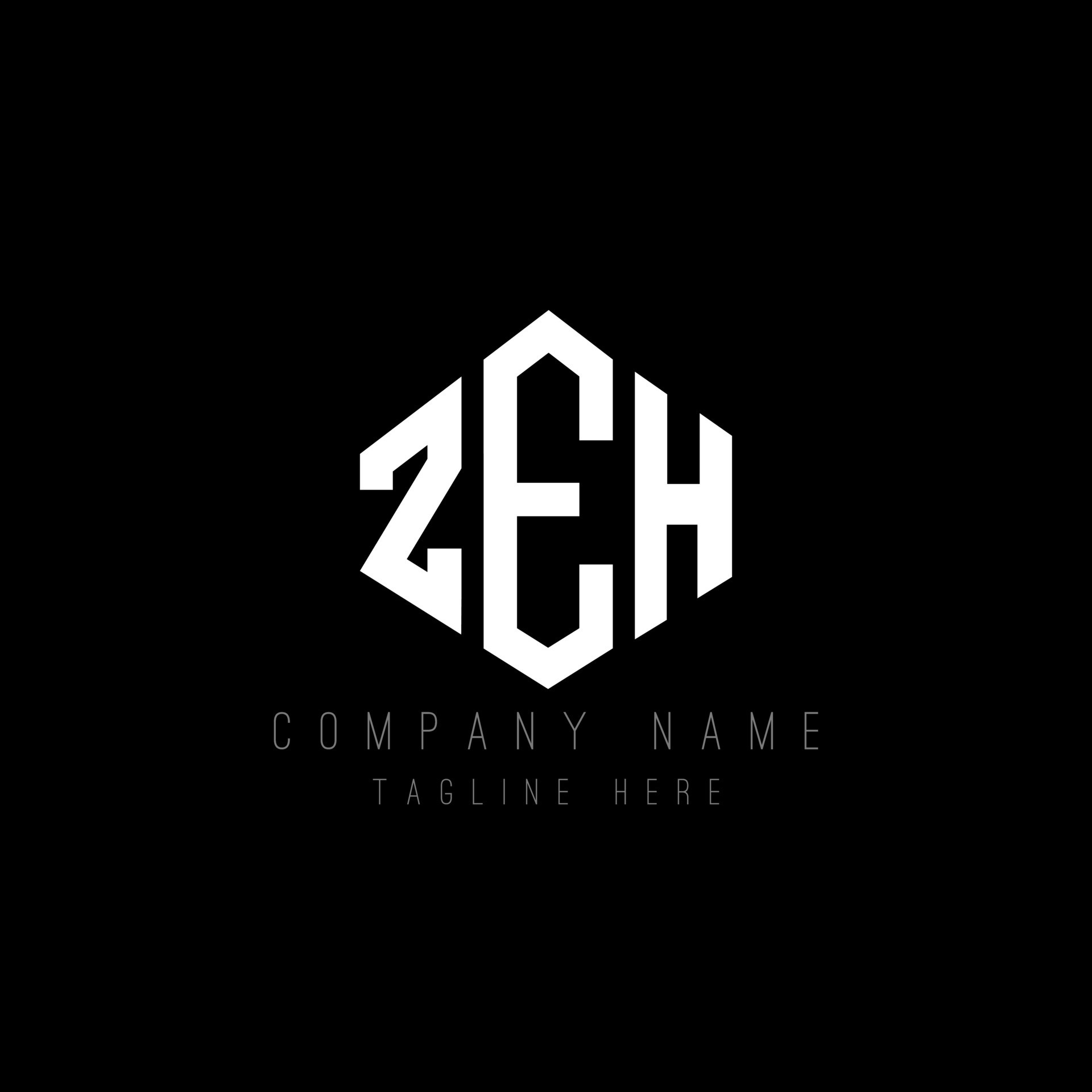 ZEH letter logo design with polygon shape. ZEH polygon and cube shape logo design. ZEH hexagon ...