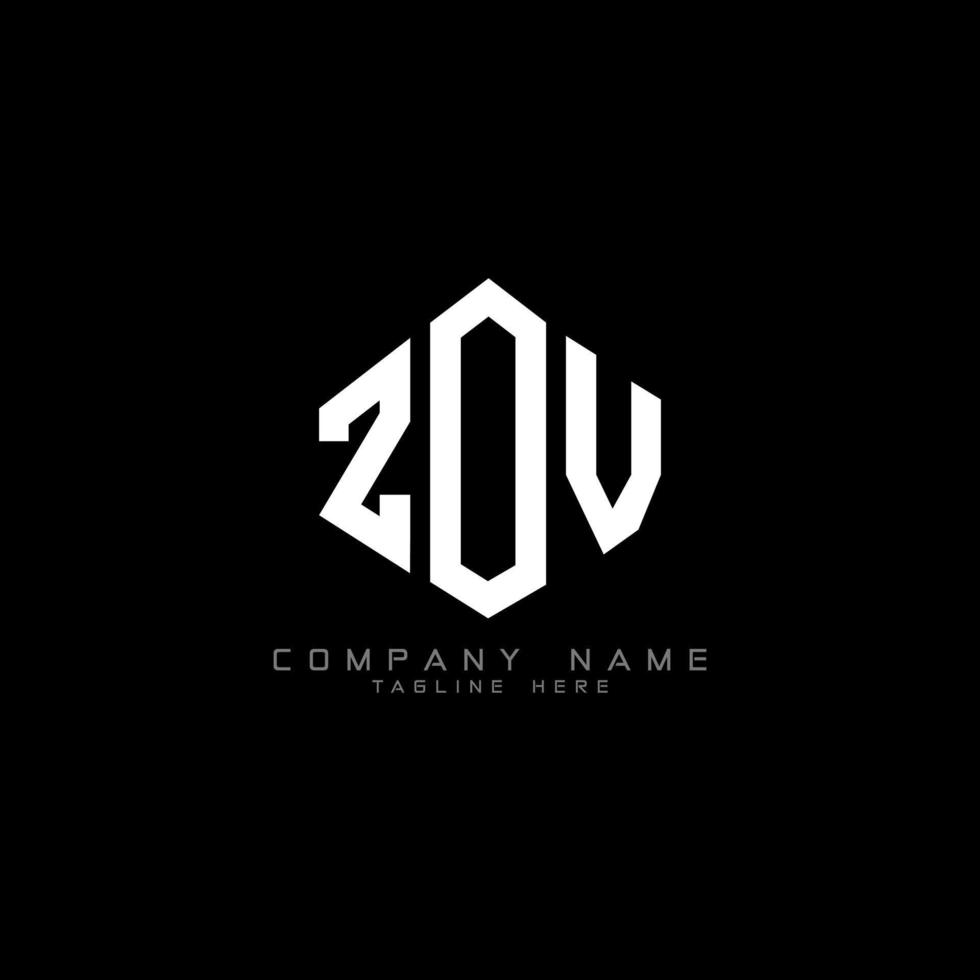 diseño de logotipo de letra zov con forma de polígono. diseño de logotipo en forma de cubo y ...