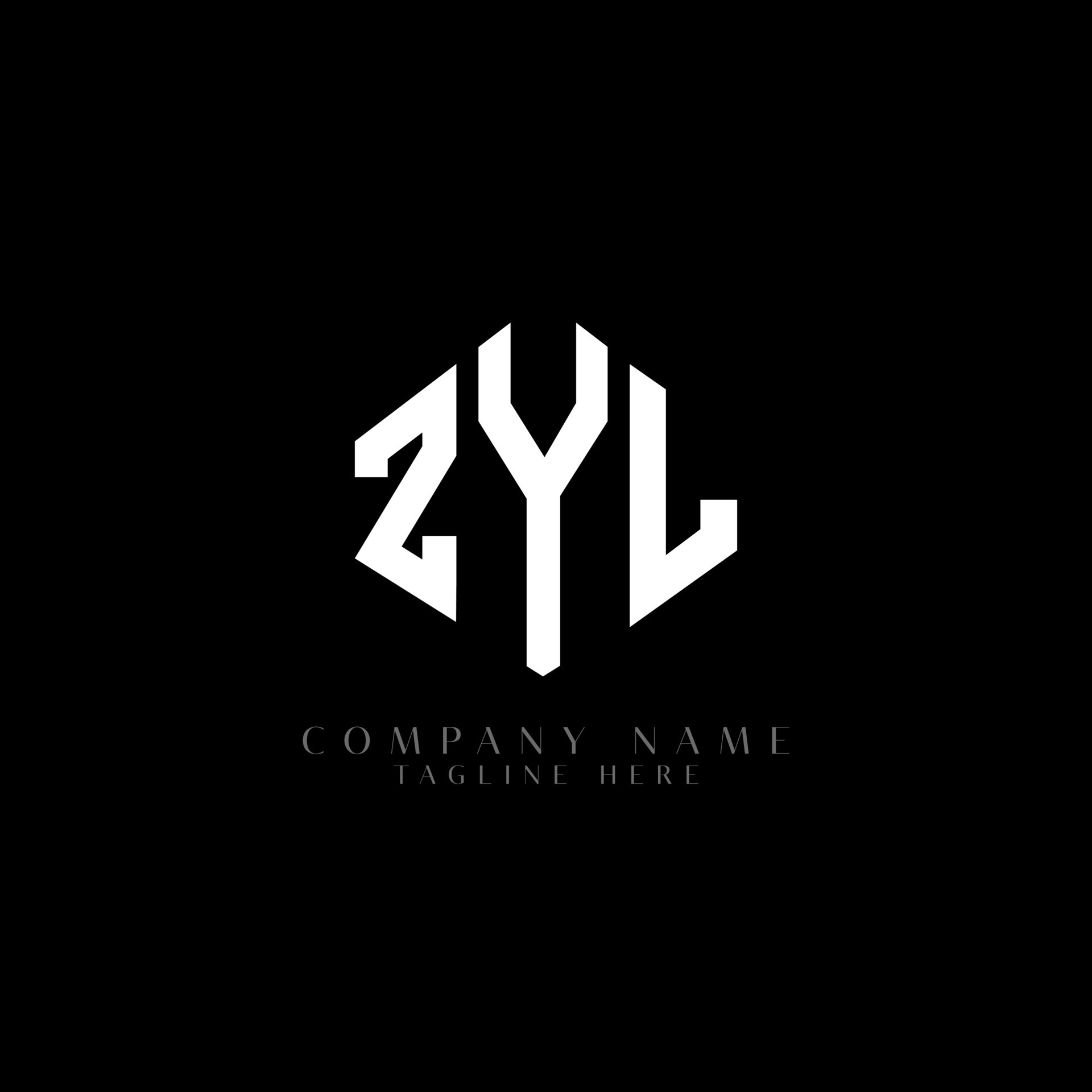 diseño de logotipo de letra zyl con forma de polígono. diseño de logotipo en forma de cubo y ...